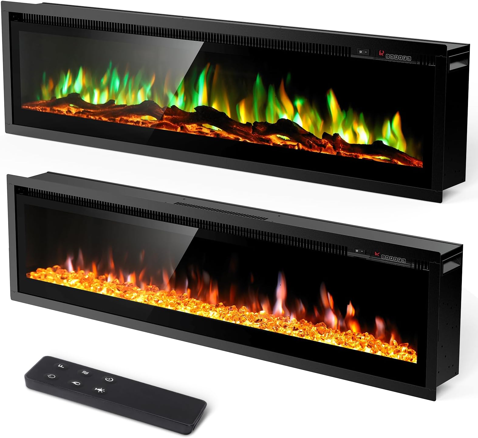 Amazon.com: 60" Electric Fireplace Inserts and Wall Mounts with Remote ...