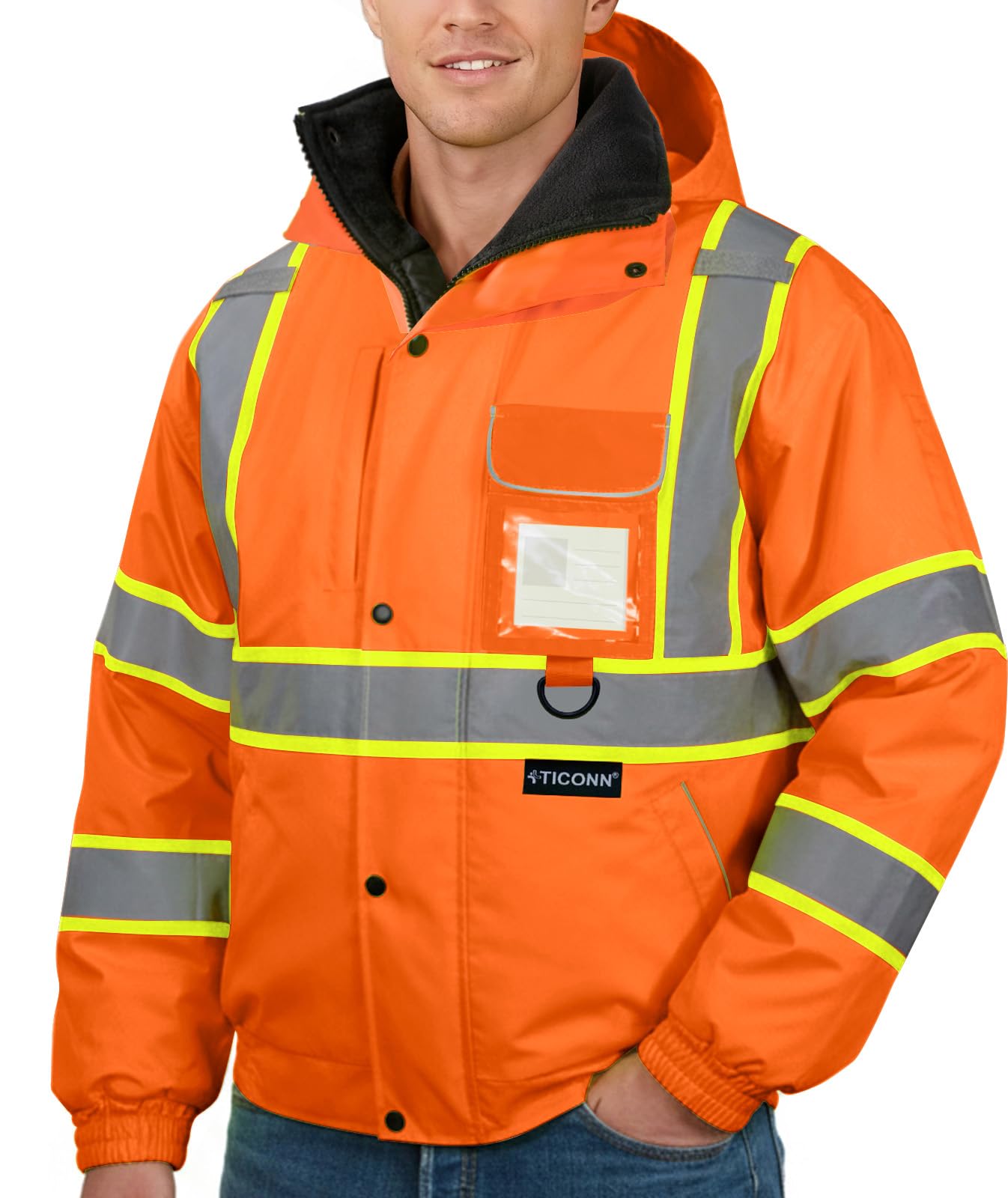 Snapklik.com : TICONN Waterproof Safety Bomber Jacket, Hi Vis ...