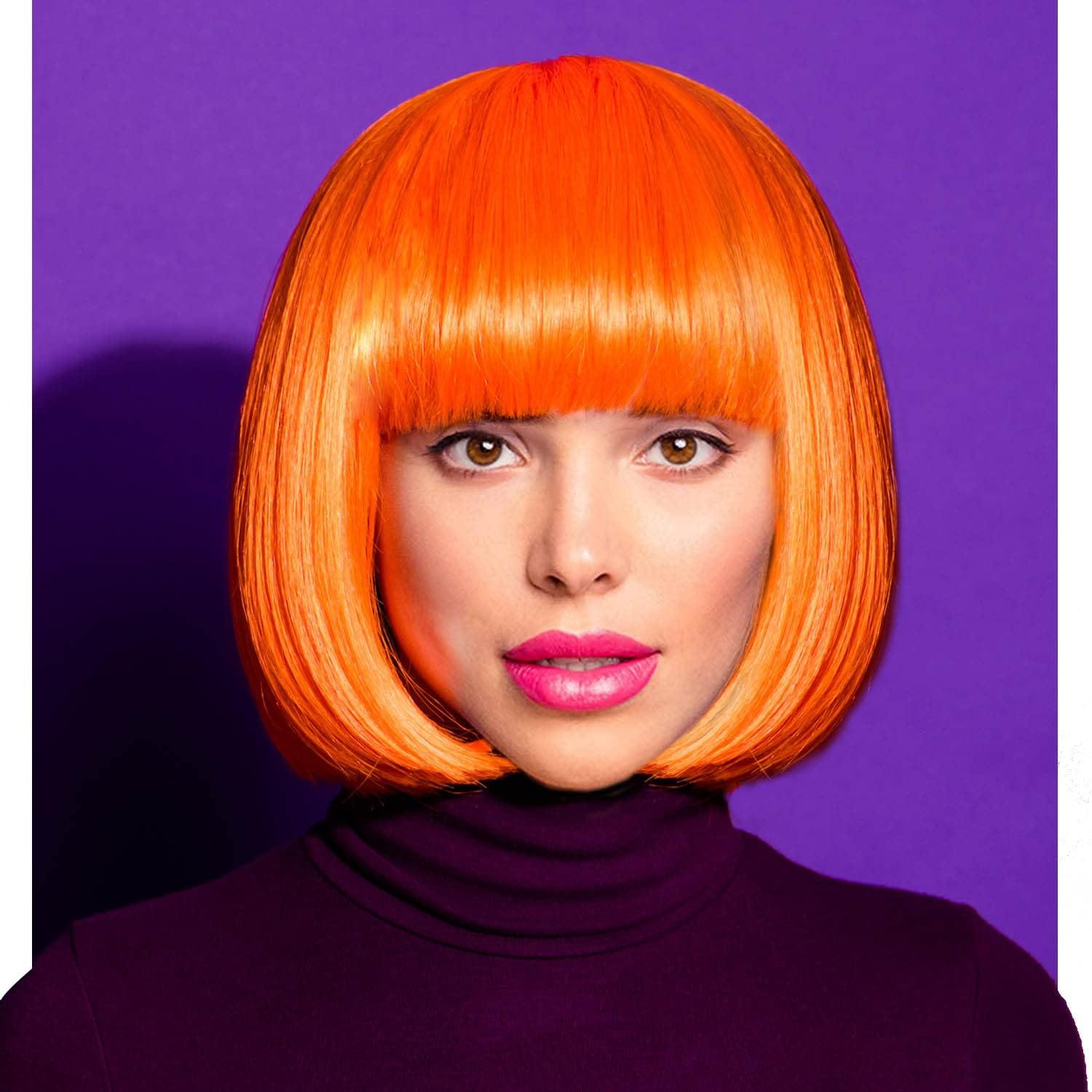 Amazon.com : YOUNIGA Orange Bob Wig With Bangs 12 Inch Short Synthetic ...