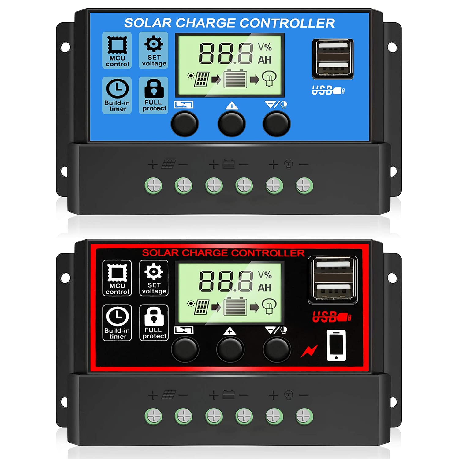 Amazon.com : 2Pcs 30A Solar Charge Controller, Black Solar Panel ...