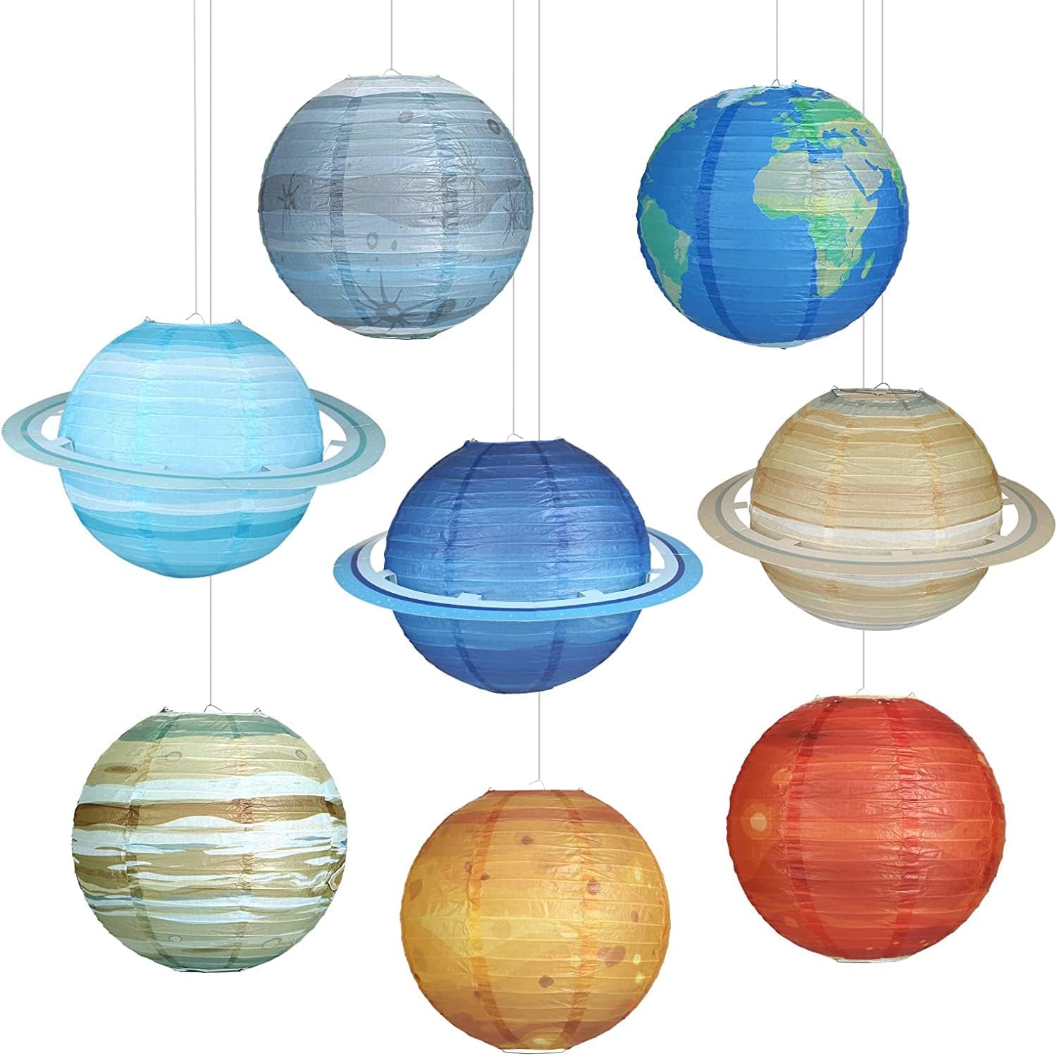 Fontien 8 pcs Planet Paper Lanterns,10 inch Outer Space Party ...