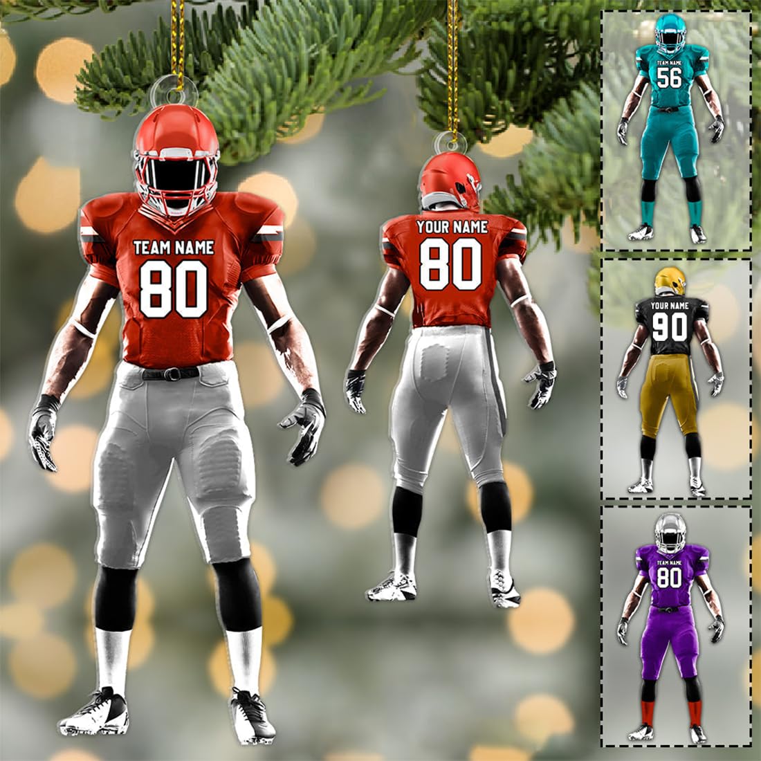 Amazon.com: Personalized American Football Acrylic Ornament, 2 Sides ...