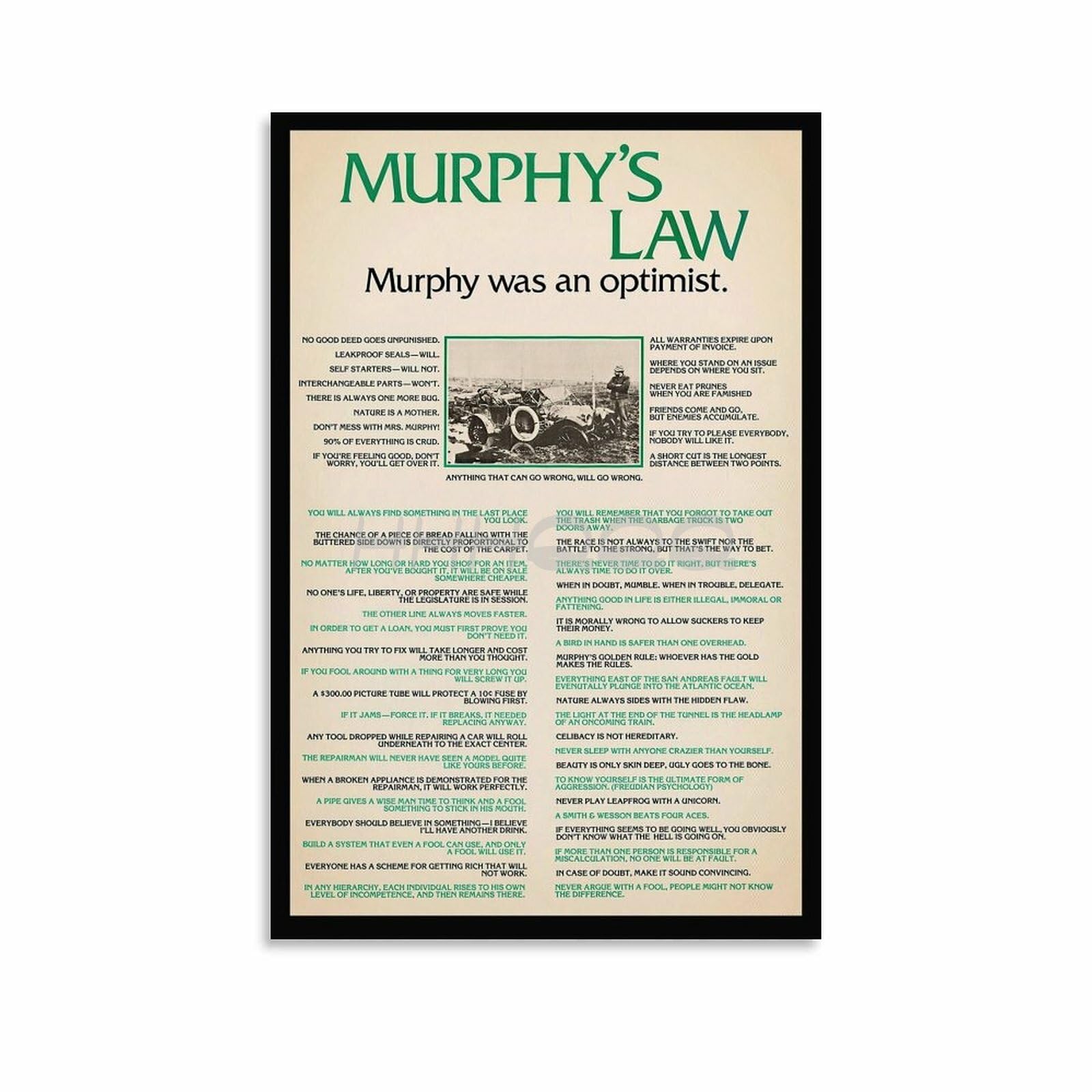 Amazon.com: Murphy's Law Vintage Poster,Humorous Wall Art Canvas ...