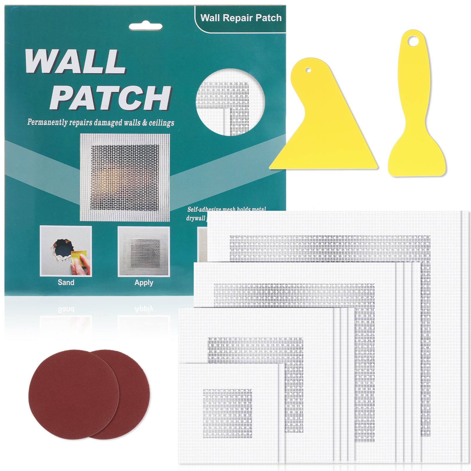 12 Pieces Drywall Repair Kit Aluminum Wall Repair Patch Kit, 2/4/6/8 ...