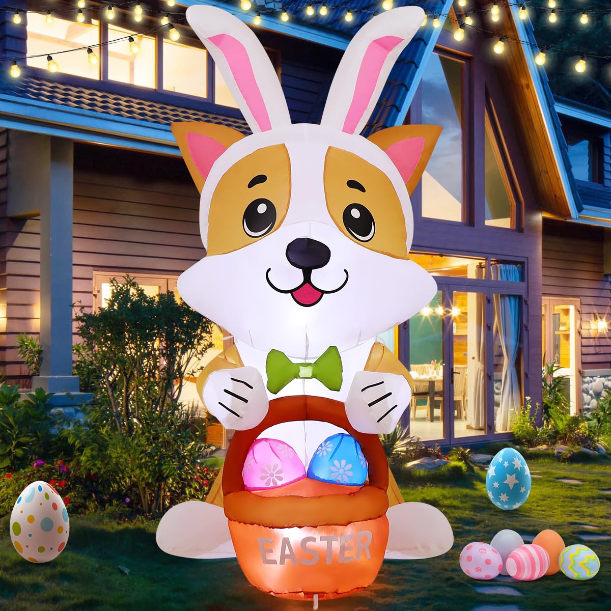 Snapklik.com : GOOSH 5.3 FT Easter Inflatables Dog Outdoor Decorations ...