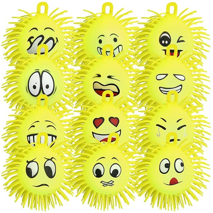 Buy ArtCreativity Light Up Emoticon Spiky Puffer Balls, Pack of 12 ...