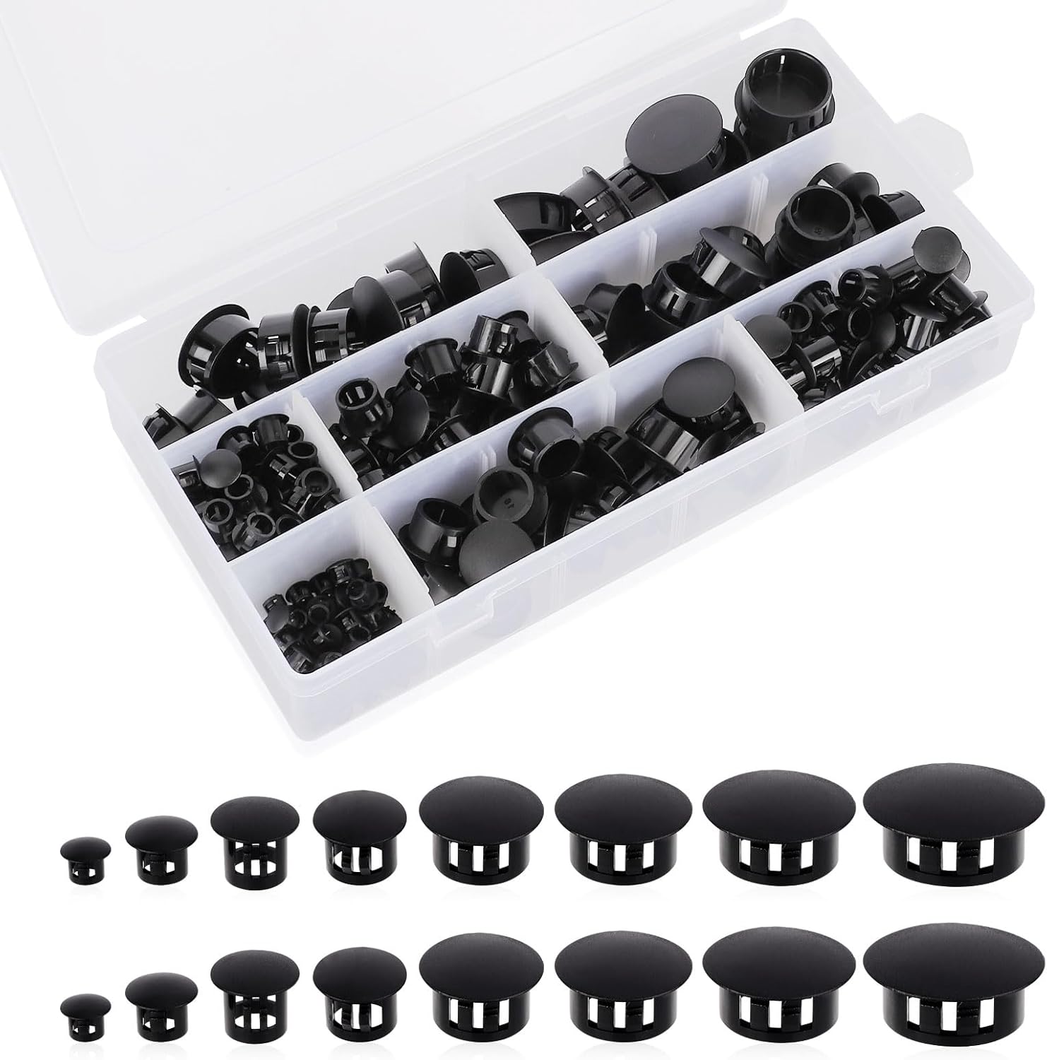 Amazon.com: 255pcs Plastic Hole Plugs Assorted, Black Plastic Hole Plug ...