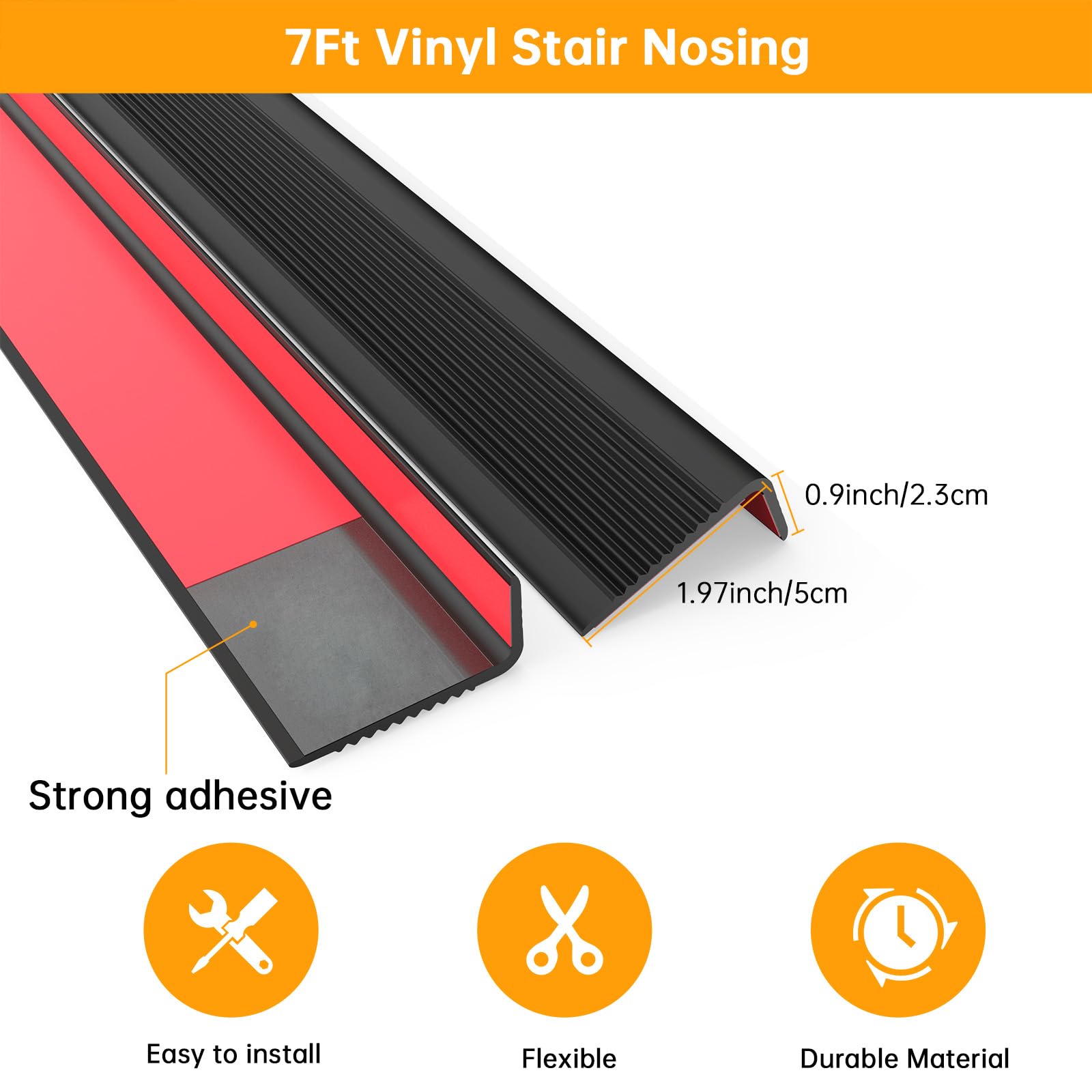 Snapklik.com : Vinyl Stair Nosing, 7Ft Self Adhesive Stair Edge ...
