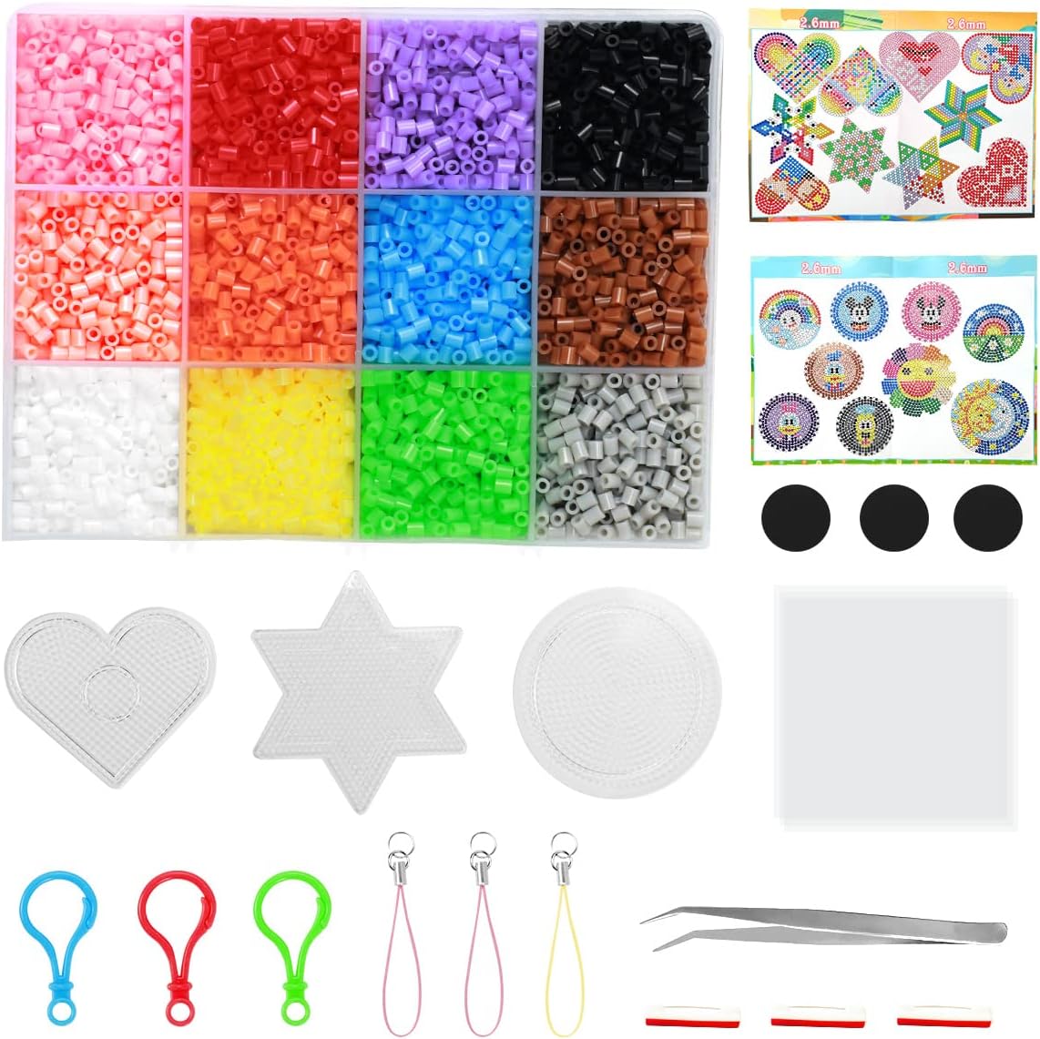 12 Colors Creative Fuse Beads Set for Kids, 8000 Fuse Beads with Fuse ...