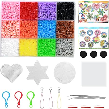 12 Colors Creative Fuse Beads Set for Kids, 8000 Fuse Beads with Fuse ...