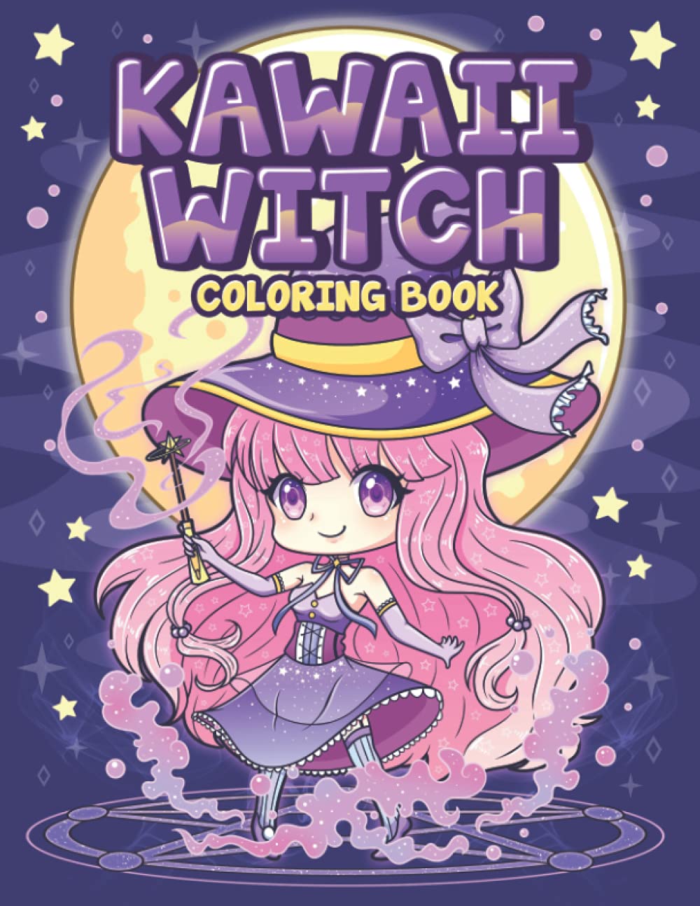 Kawaii Witch Coloring Book: Cute Wicca Witchcraft Coloring Book for ...