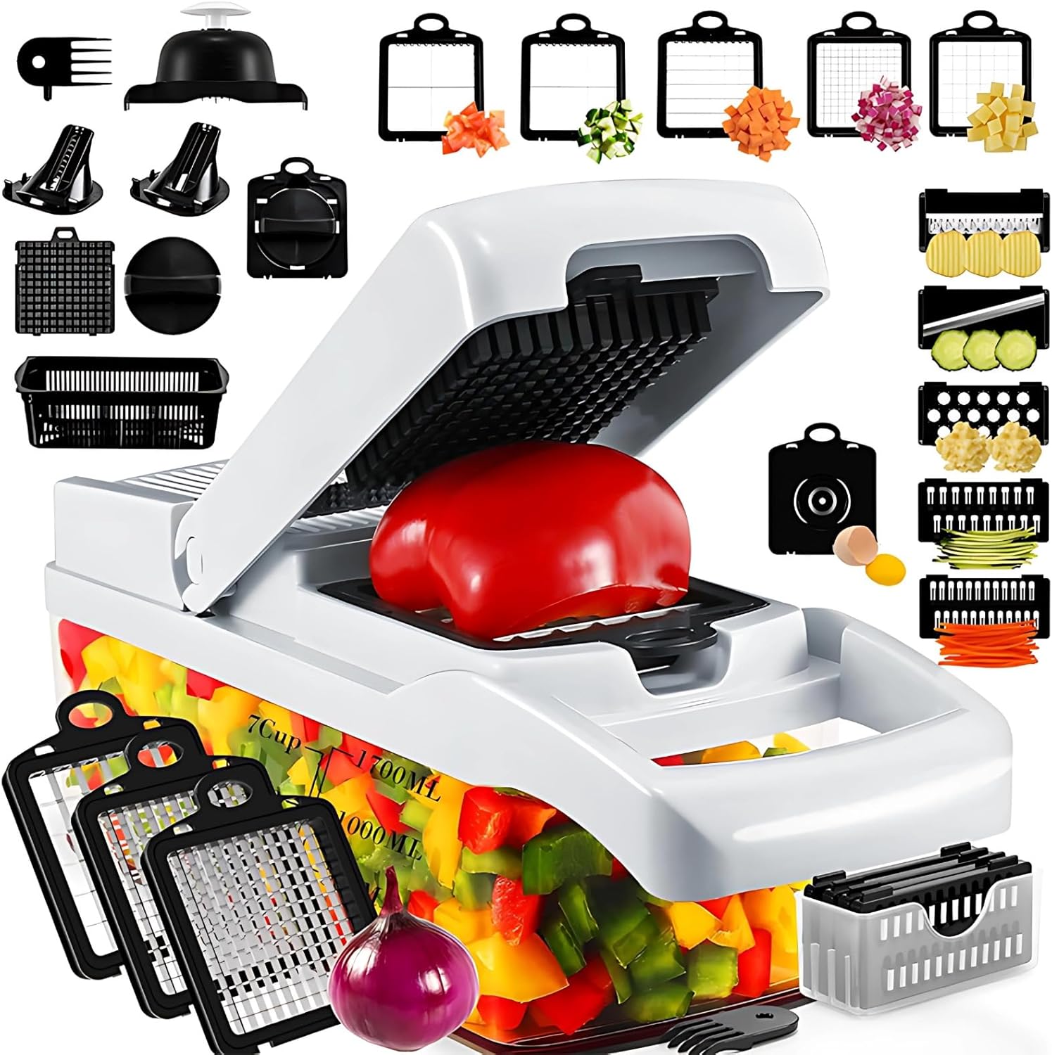 Amazon.com: HEARTHLY Vegetable Chopper with 13 Blades, Onion Cutter ...