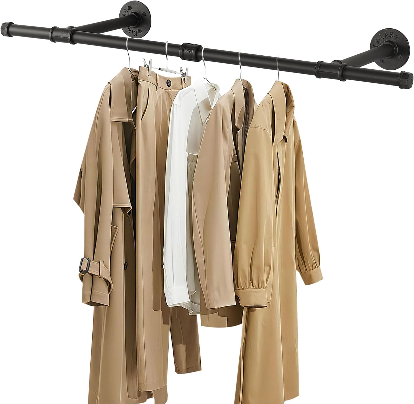 Tanice Tringle à Vêtements Murale,60cm Portant à vêtement Industriel ...