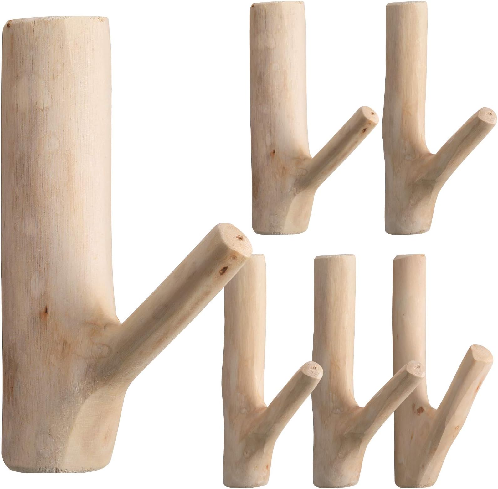 Amazon.com: Jetec 6 Pieces 4 Pieces Wood Wall Hooks Vintage Real ...