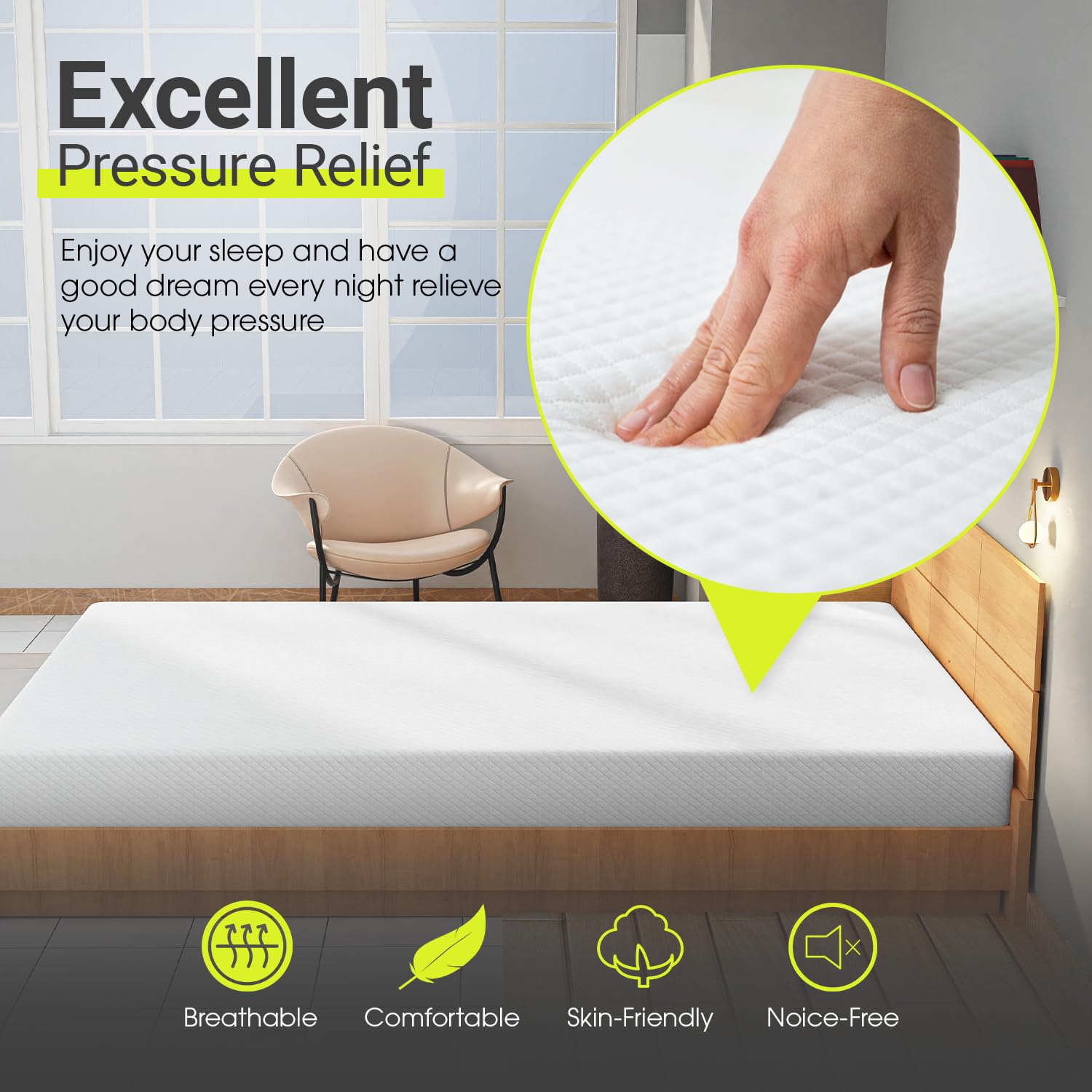 5 Inch Twin Mattress Memory Foam Mattress Gel Mattress Bed-in-a-Box ...