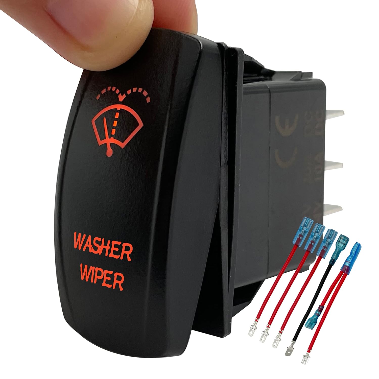 Amazon.com: Windshield Washer Wiper Momentary Rocker Switch Blue Led ...