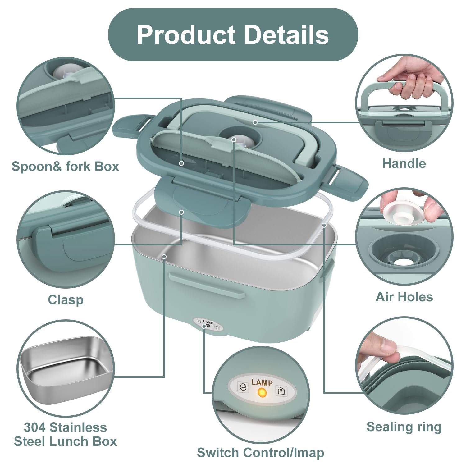 Snapklik.com : Herrfilk Electric Lunch Box Food Heater, 3 In 1 Ultra ...