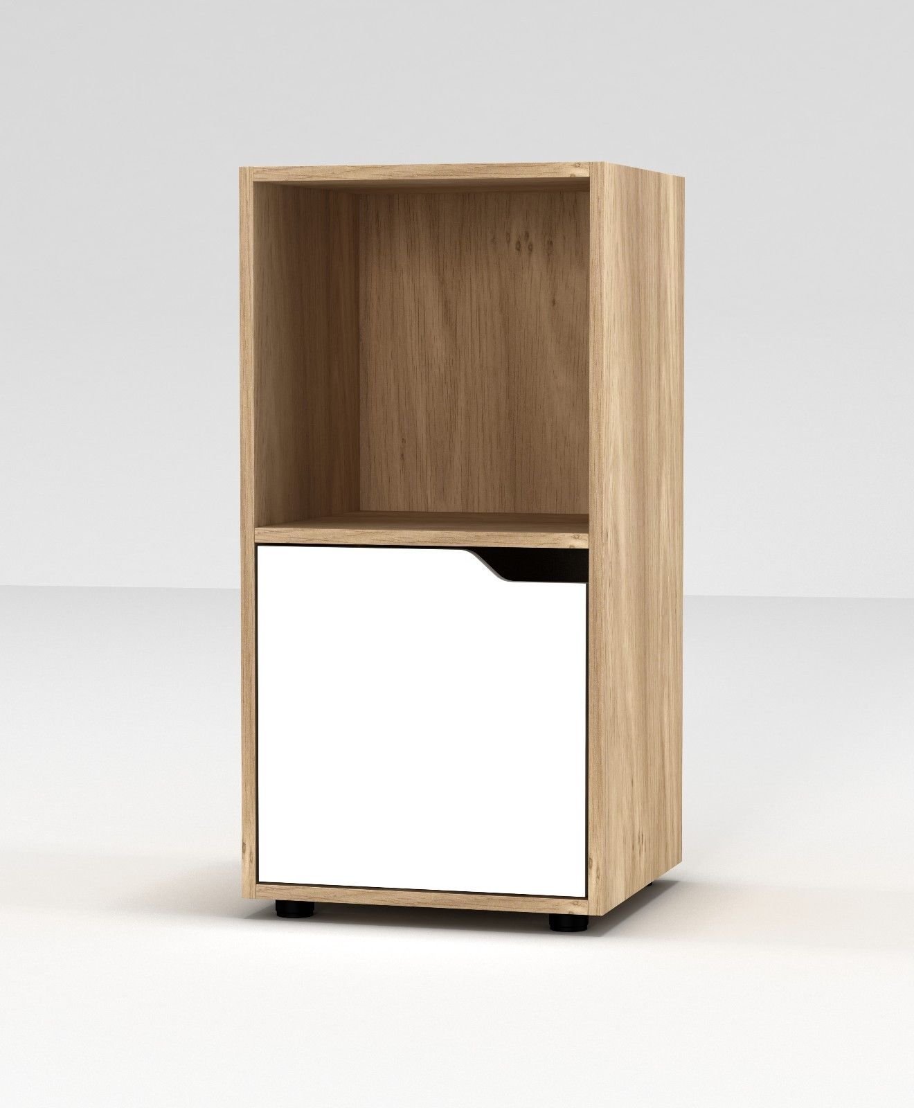 URBNLIVING Wooden Oak 2 Cubed Bookcase With 1 White Door : Amazon.co.uk ...