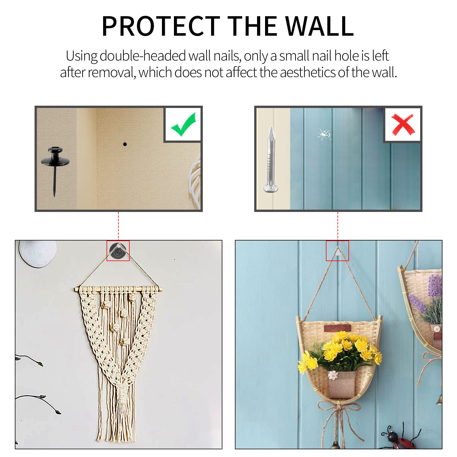 Snapklik.com : Wall Nails For Hanging, Double-Headed Nails For Hanging ...