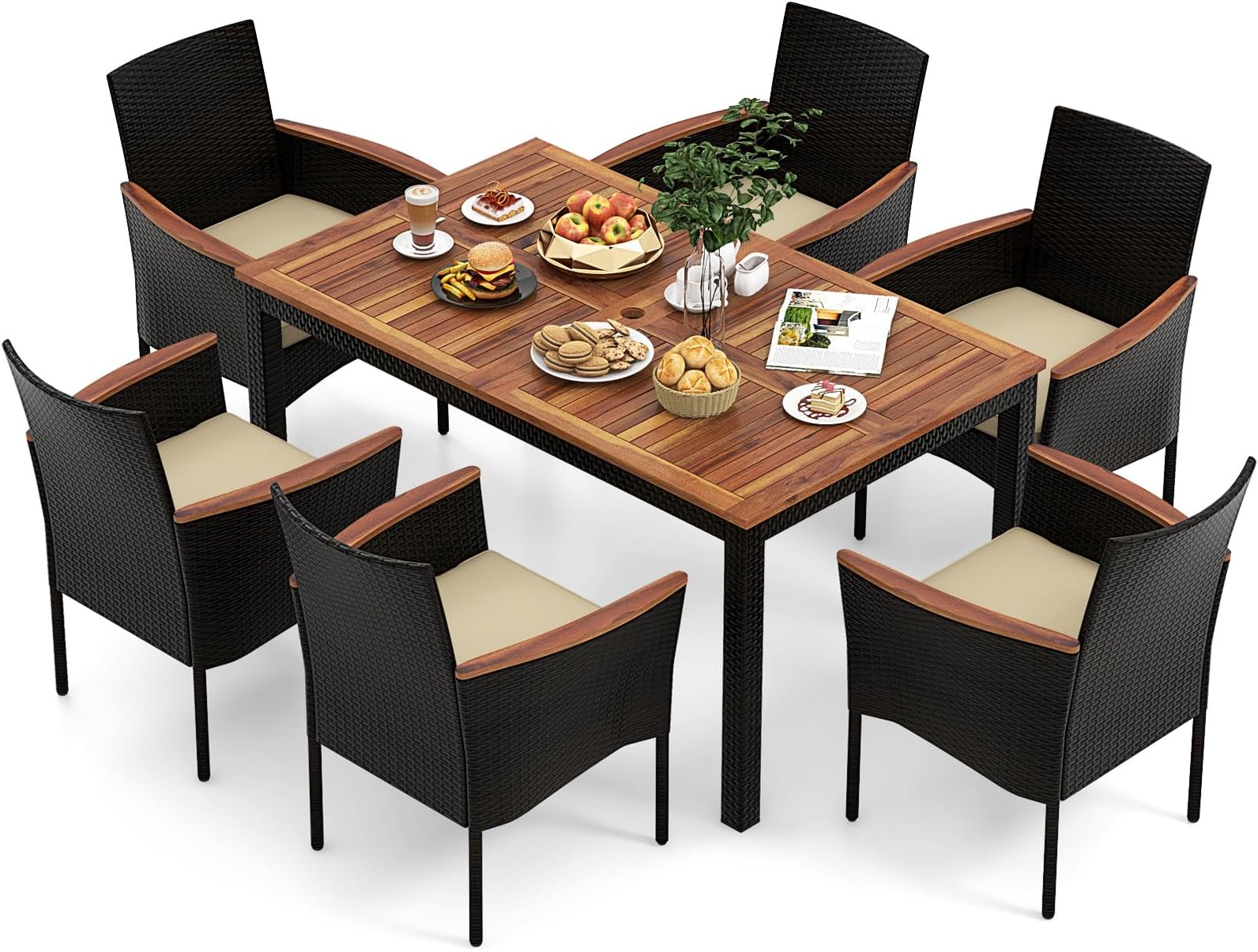 Amazon.com: Tangkula 4 Pieces Patio Dining Set for 4, Patiojoy Space ...