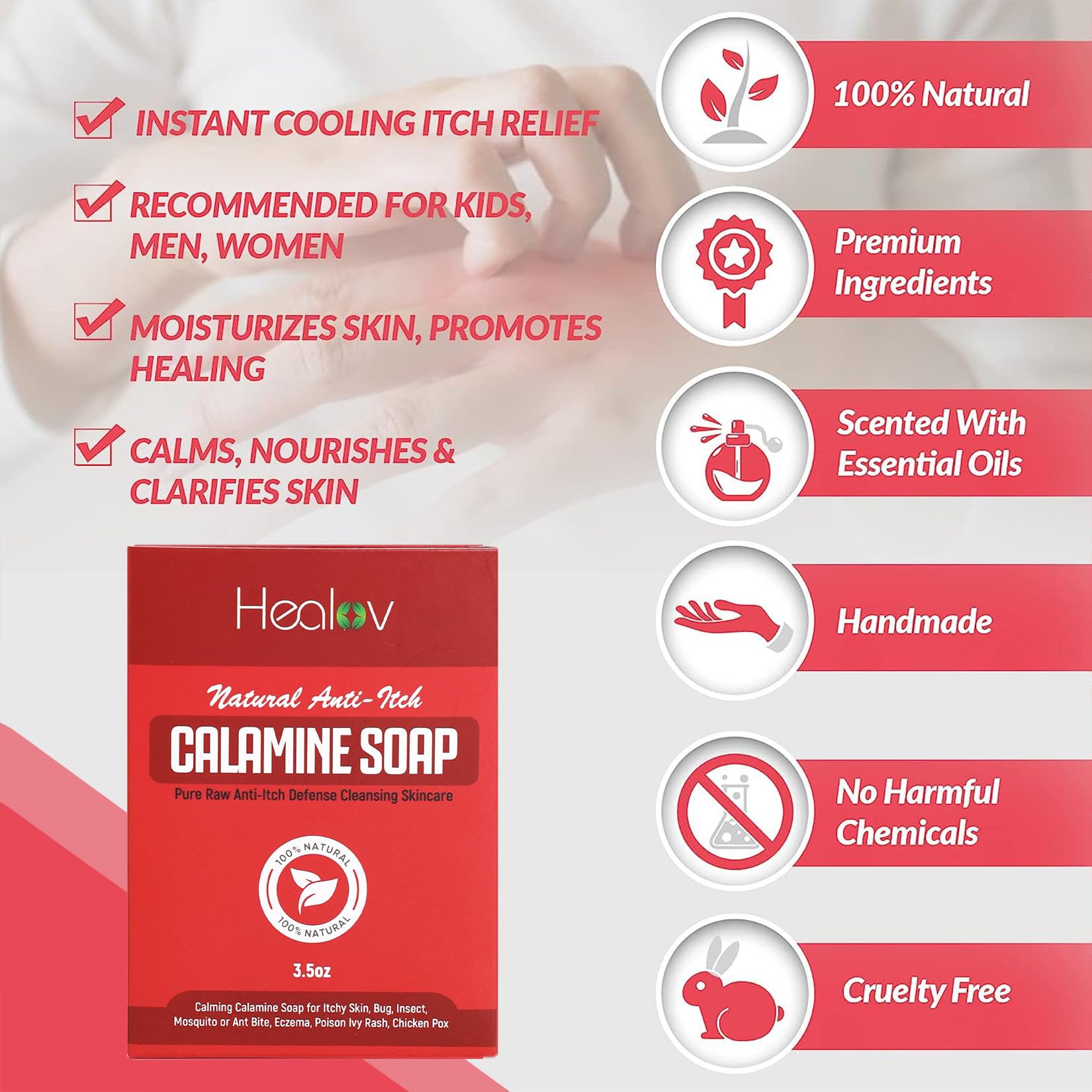 Snapklik.com : Calamine Soap Bar For Itching All Natural Instant Itch ...