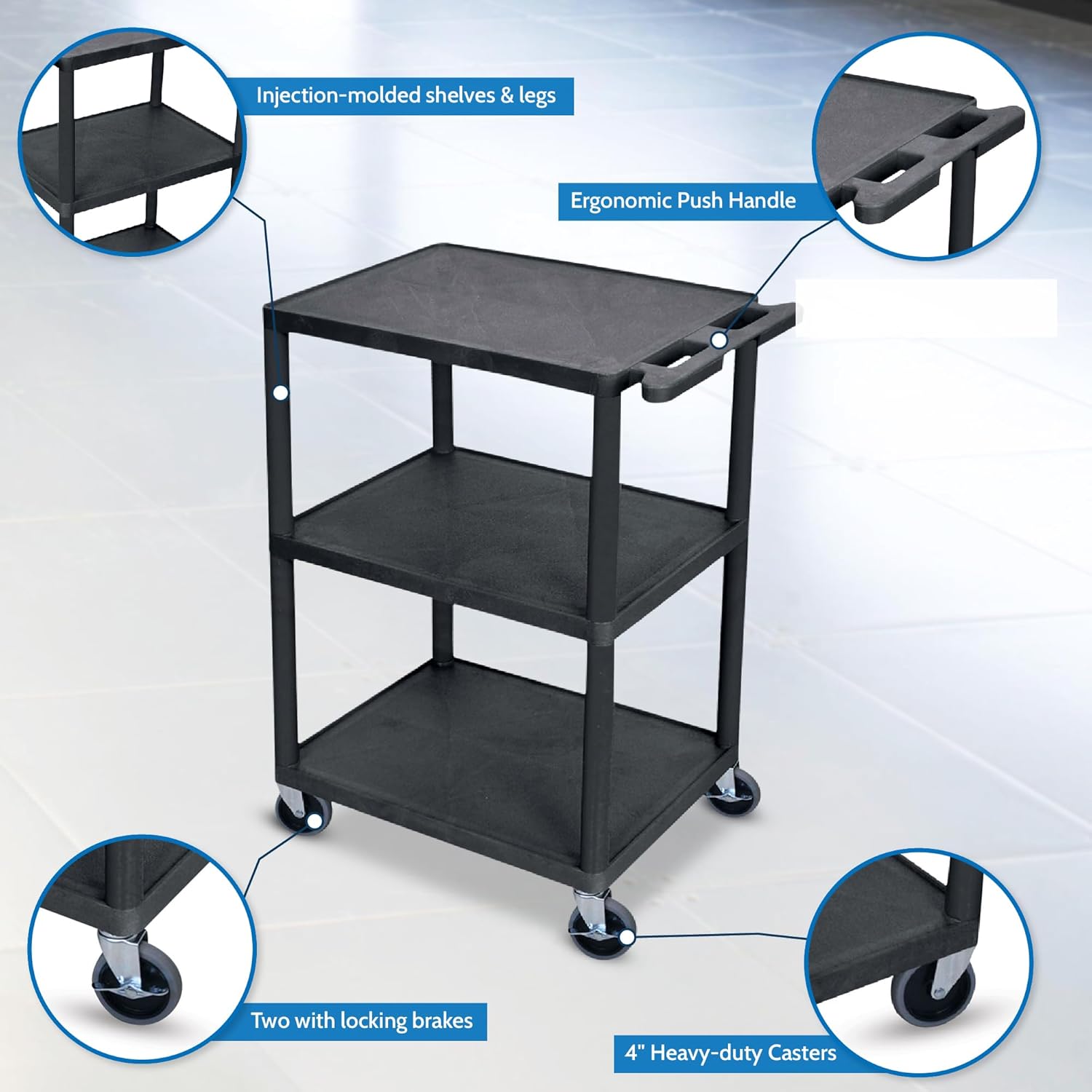 Offex Carrito multiusos de plástico de espuma estructural móvil de 43 ...
