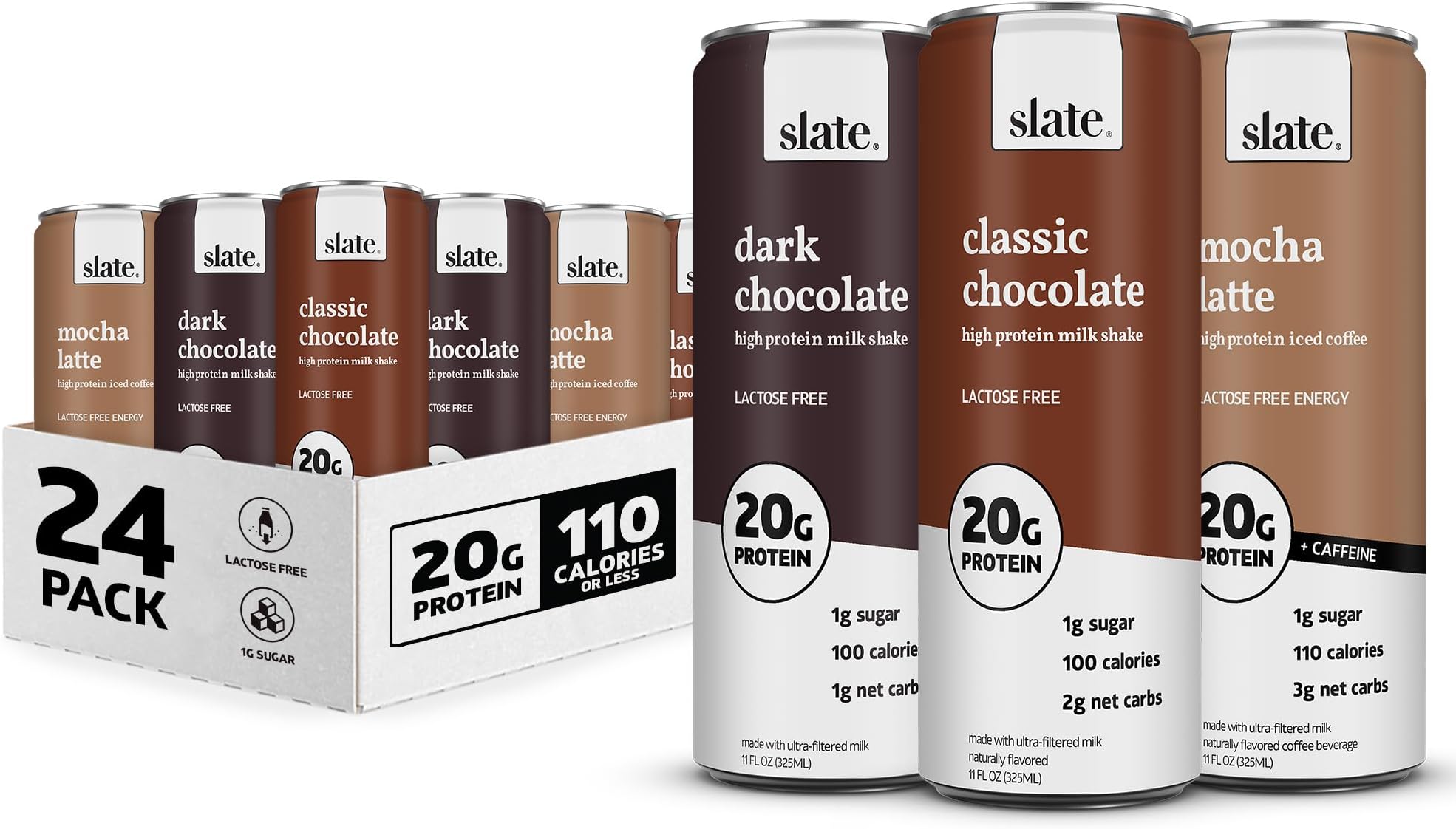 Amazon.com : Slate Milk - High Protein Milk Shake - Chocolate Variety ...