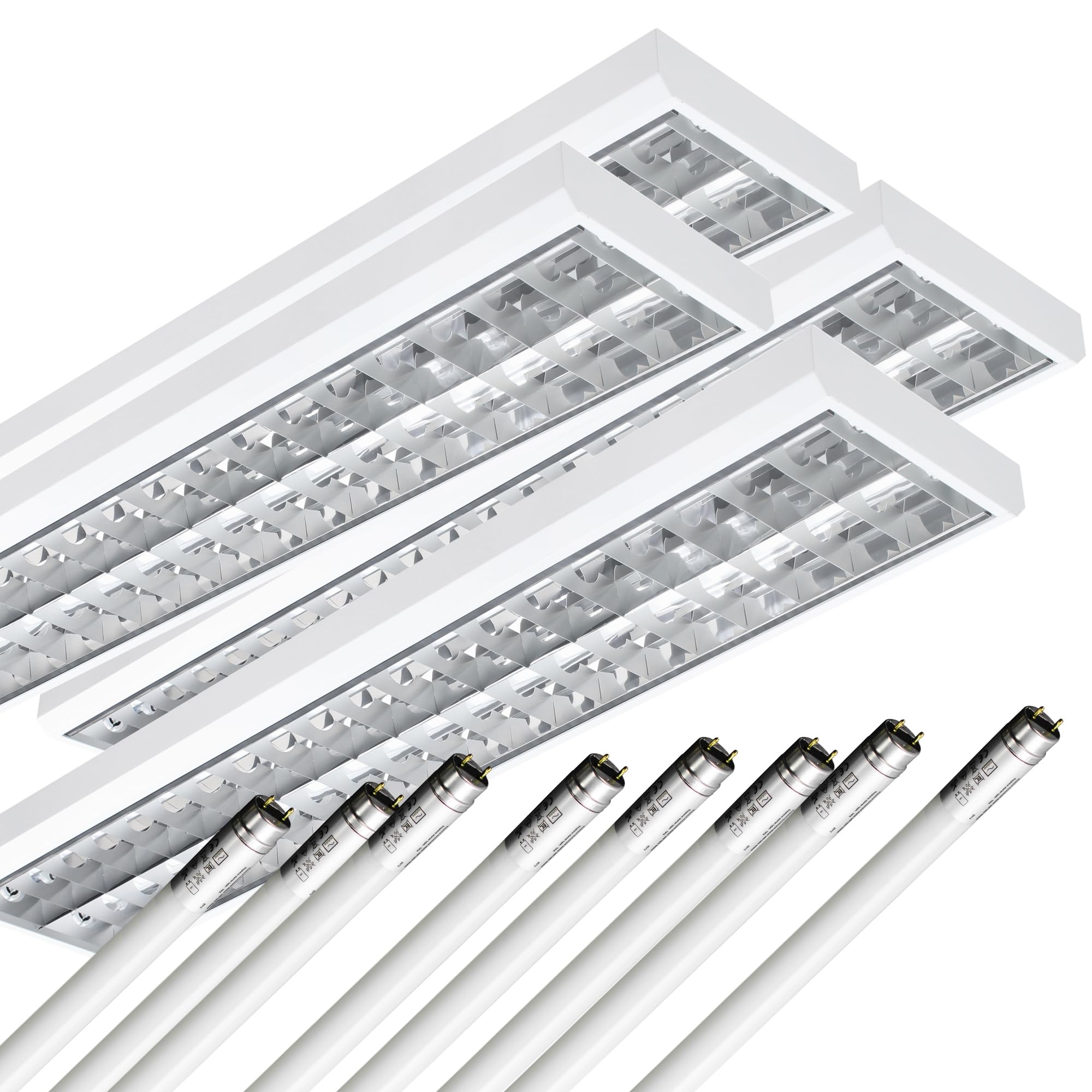 ELG Leuchten 4x LED Grid Mounted Light 150 cm 2-Bulb Including 8x 20 ...
