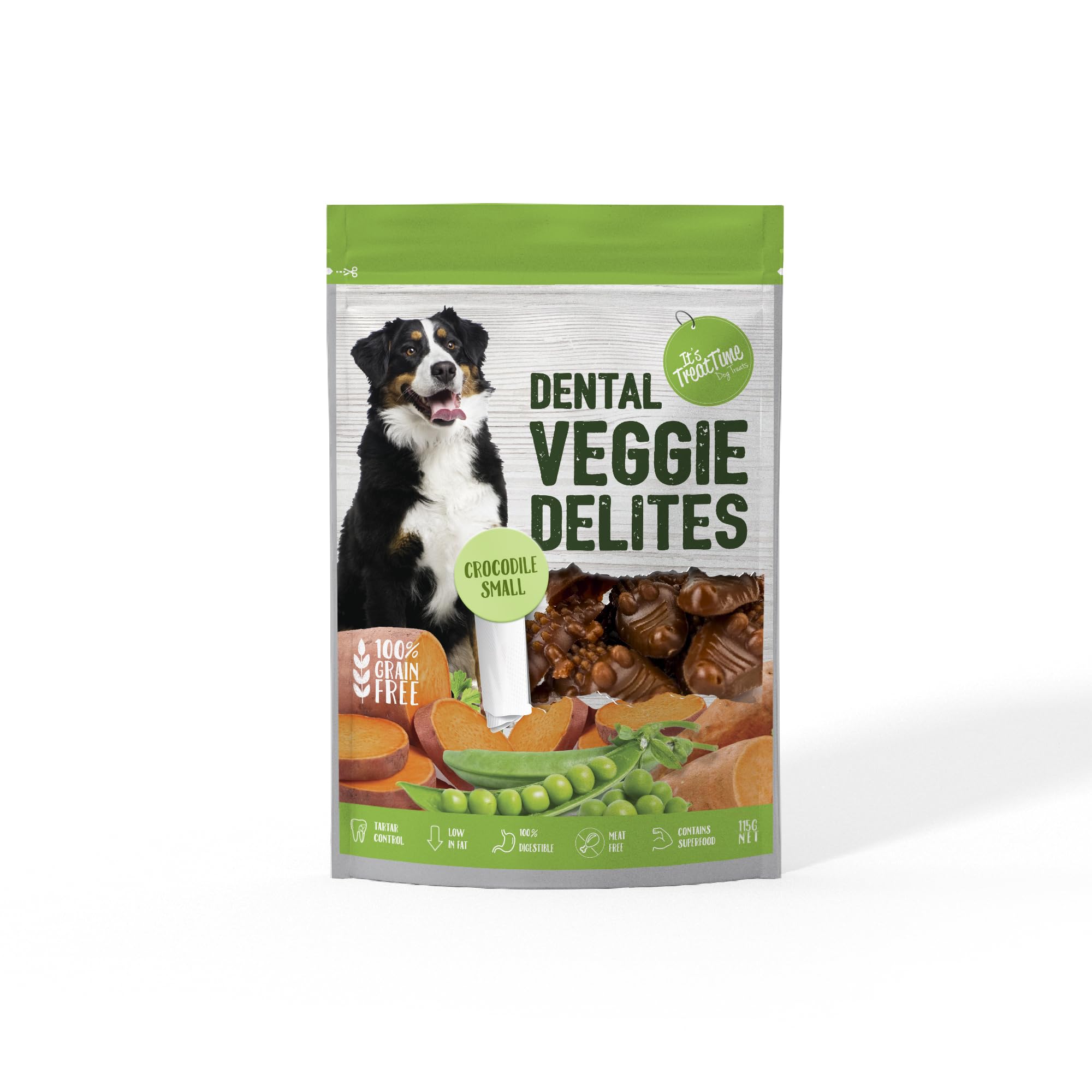 It's Treat Time Veggie Delites Crocodile Small, 115G, Dental Treat, 100 ...