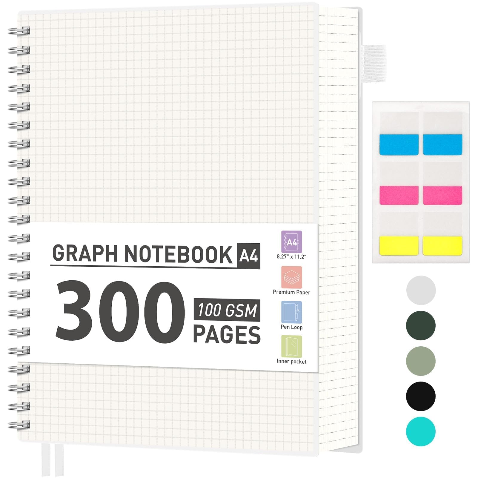 Amazon.com : AHGXG Graph Paper Notebook, 300 Pages Spiral Notebook 8.5 ...