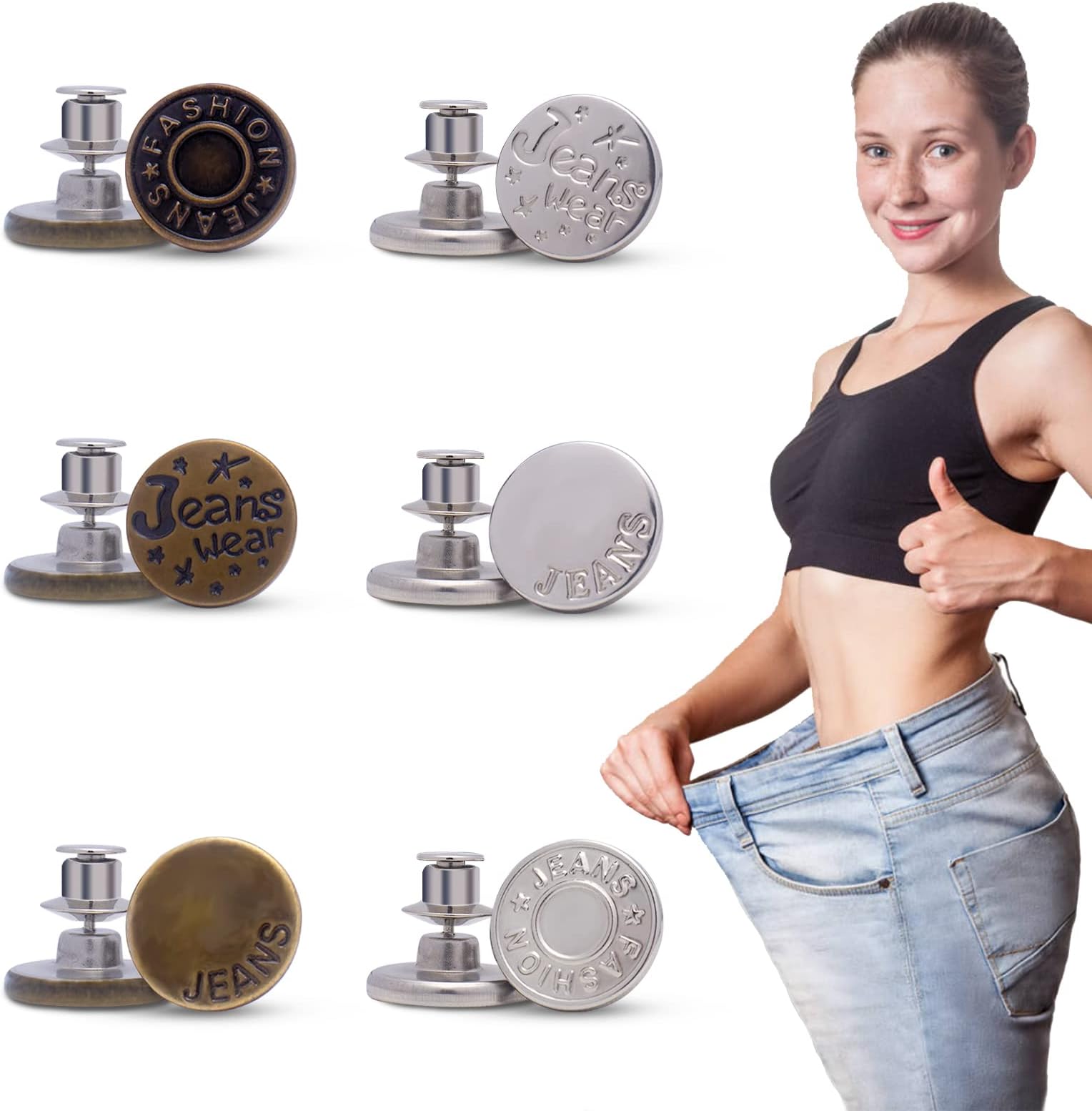 Amazon.com: 6 Sets Button Pins for Jeans, Jean Button Pins for Loose ...