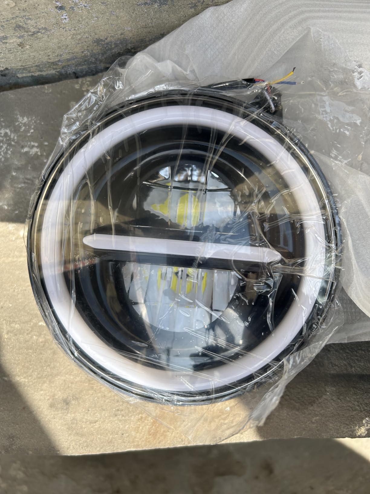 BIKEBLOOM Round LED Minus/Boss Headlight High/Low Beam(Black,7 Inch ...