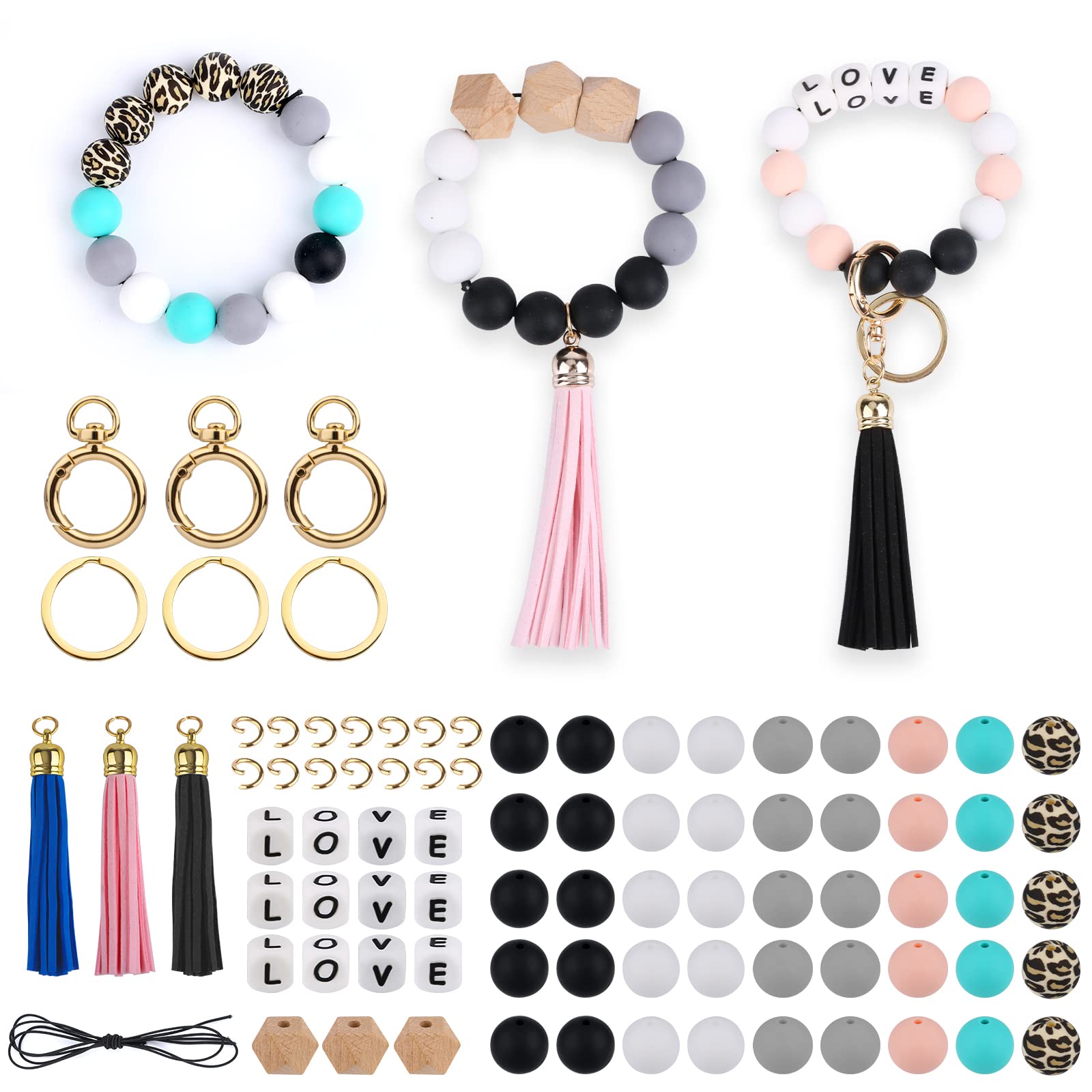 84pcs Silicone Beads Making kit, Key Chain Accessories Bead with ...