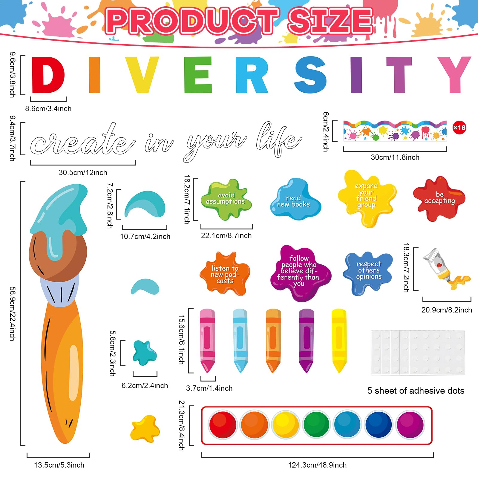 Snapklik.com : Art Paint Splatter Bulletin Board Set Colorful Back To ...