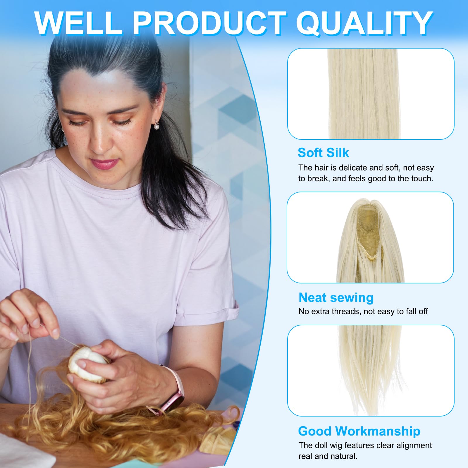 Snapklik.com : 17 Long Hair Doll Wig, Soft Silk Toy Head Wig Hair ...