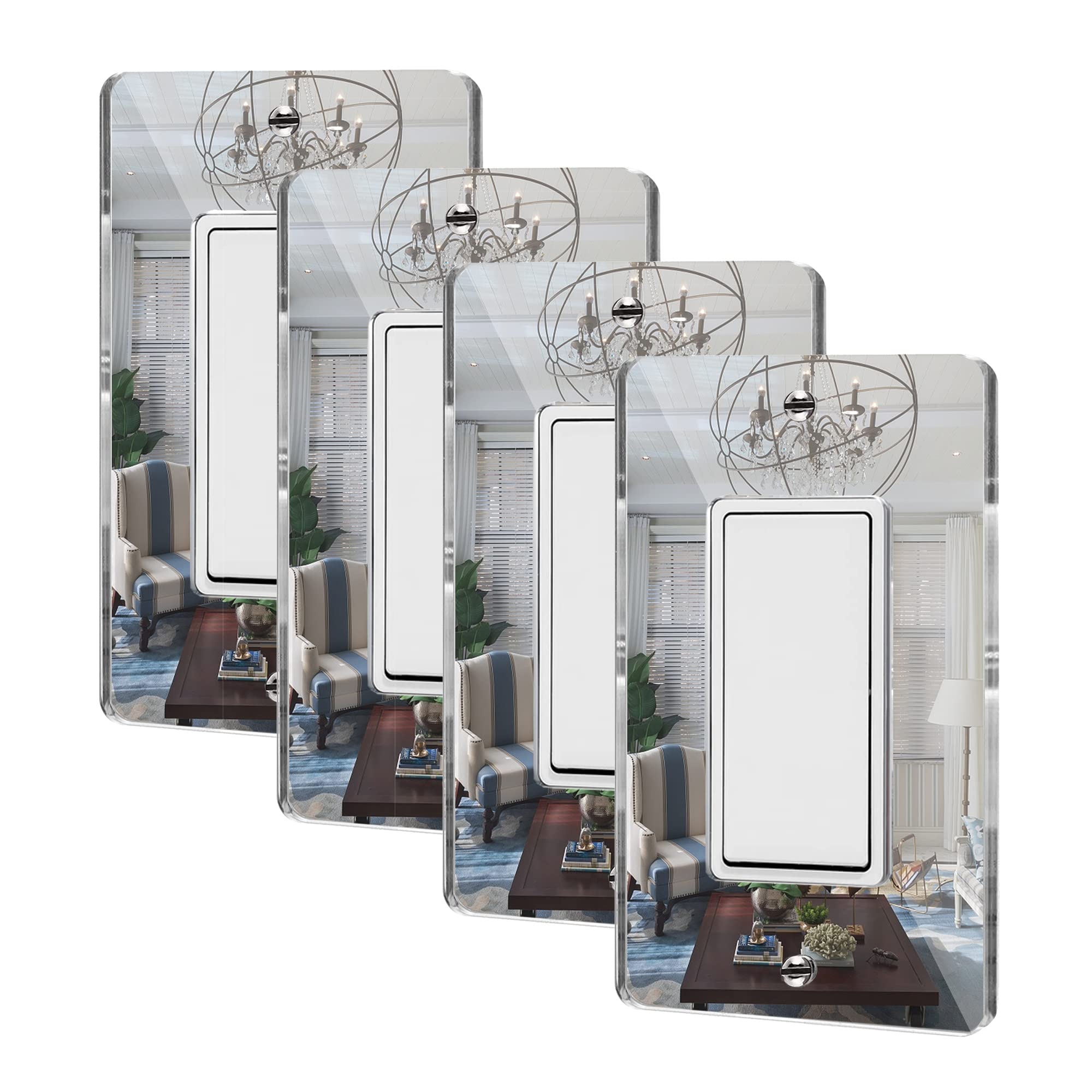 4PC Mirror Light Switch Plates Single Rocker 4.72" X 2.91" Switch Light ...