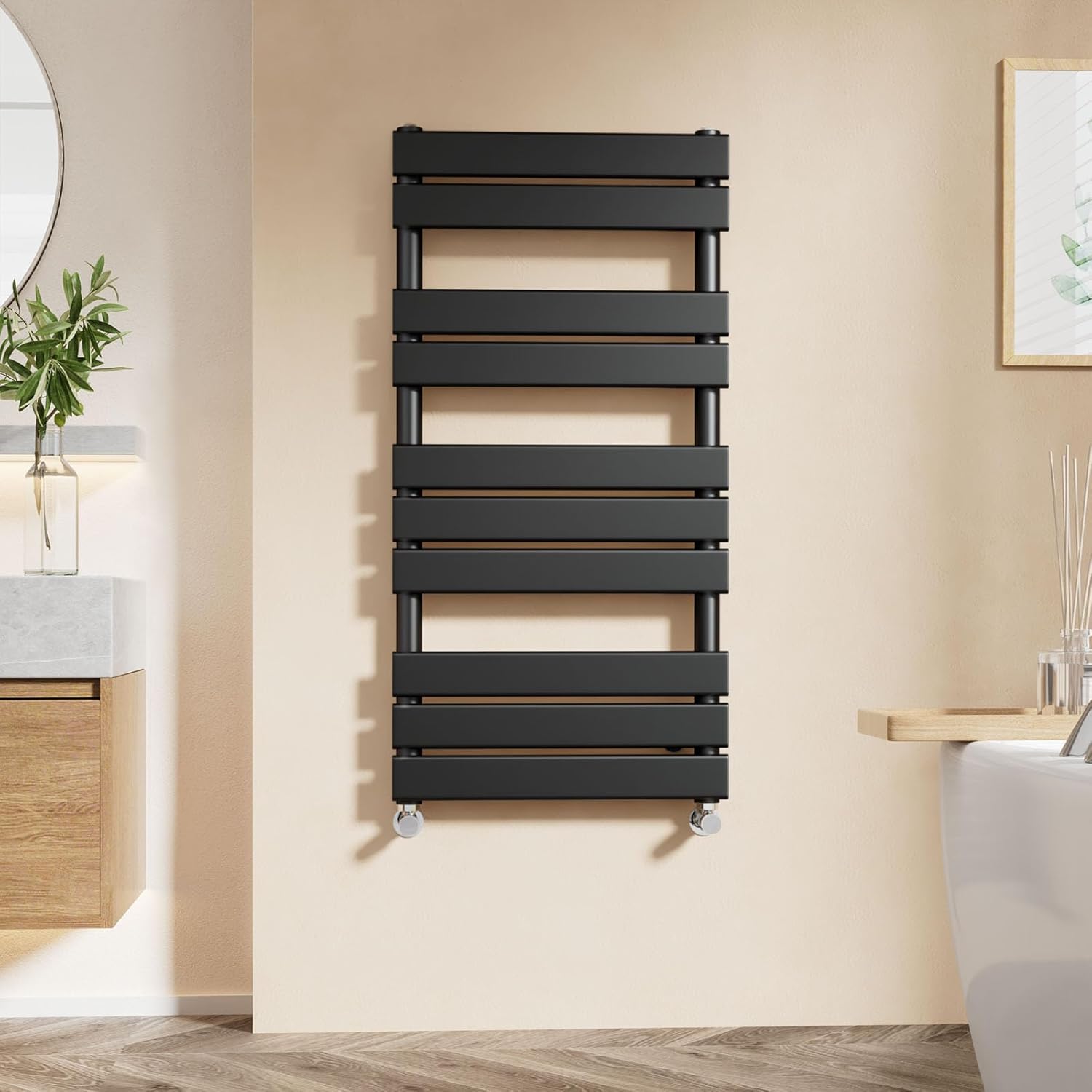 EMKE Towel Radiator Black, Heated Towel Rail for Bathrooms, Modern Flat ...