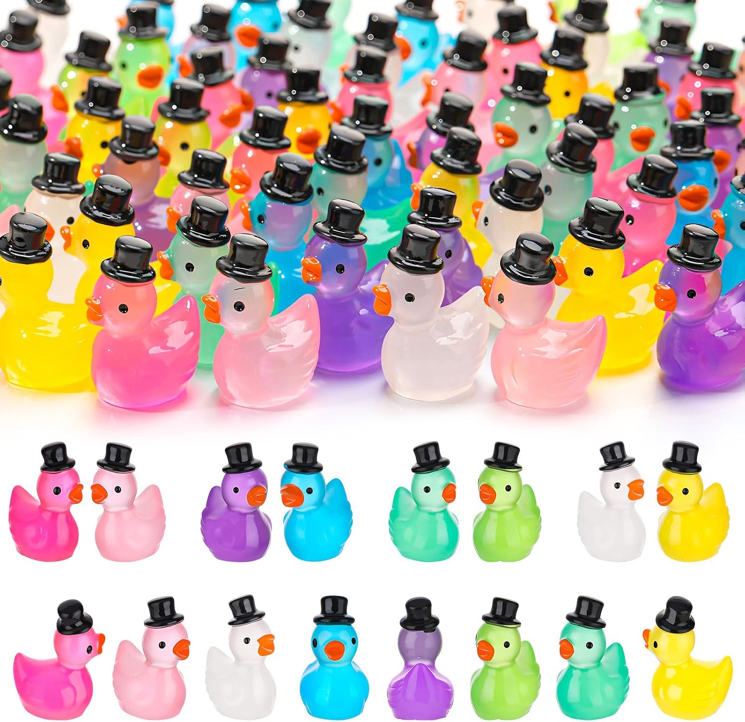 Amazon.com: GGSTDDUP 80 Pack Luminous Mini Resin Ducks, Miniature Ducks ...