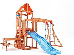 Amazon.com: Dolphin Playground Cedar Wooden Swing Sets for Backyard, Outdoor Playset for Kids ...