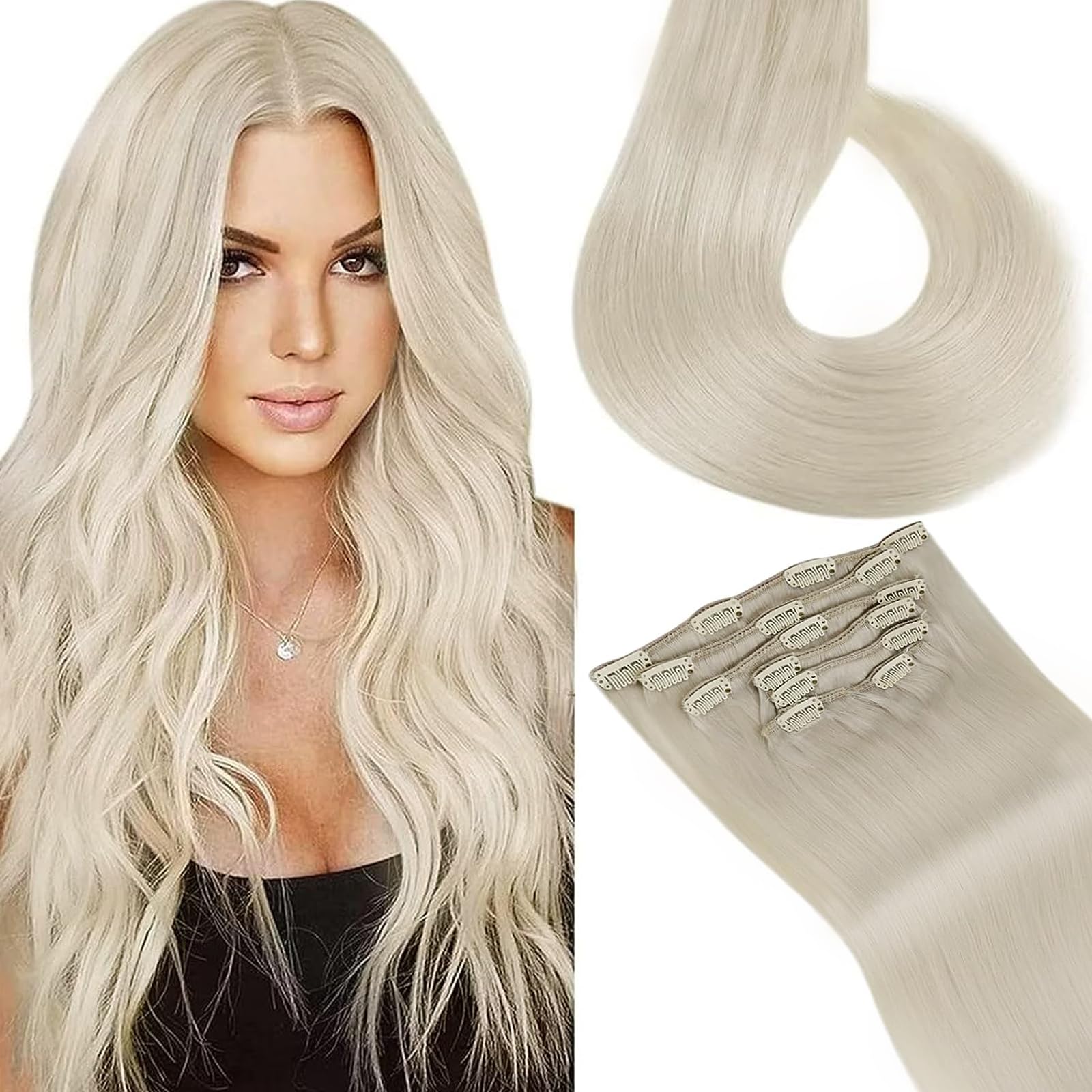 White Blonde Natural Real Hair