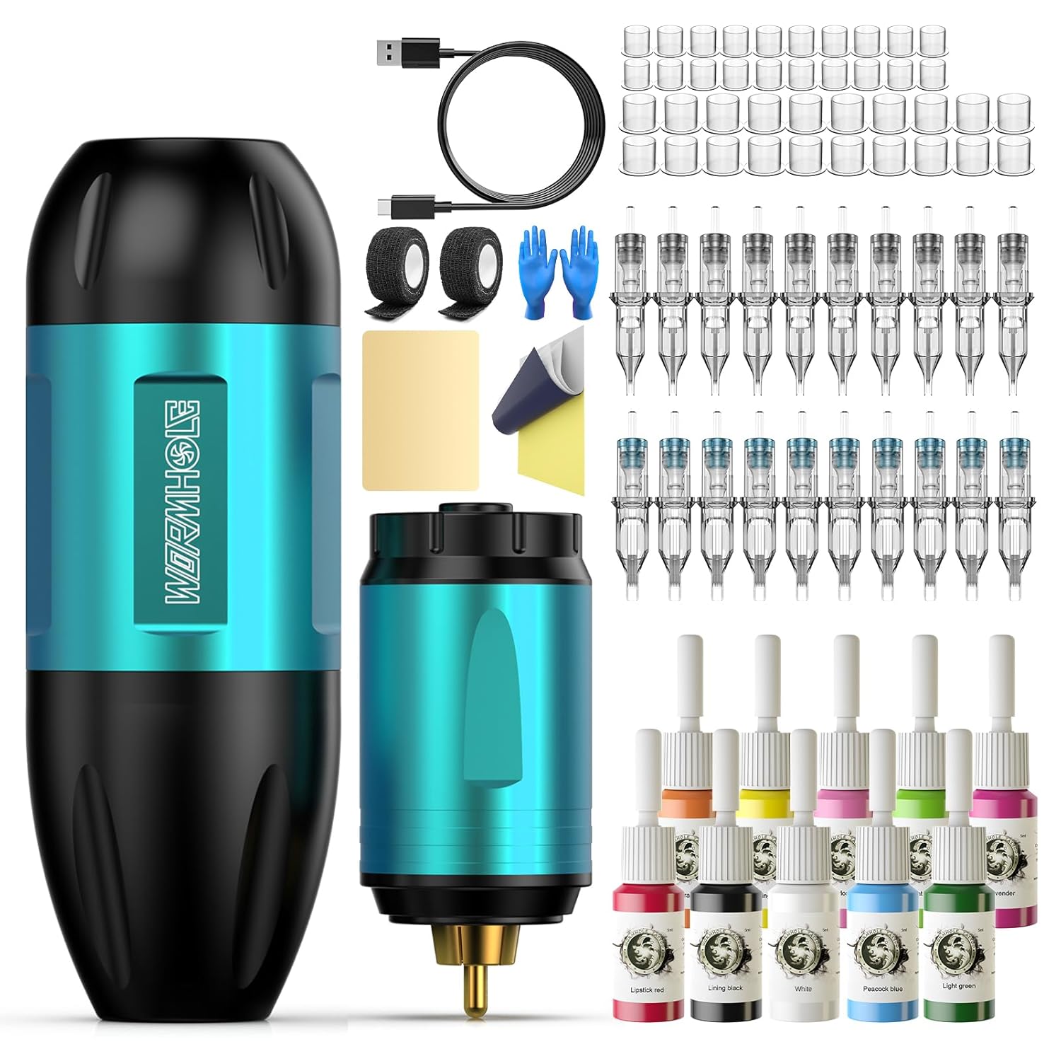 Amazon.com: Wormhole Wireless Tattoo Gun Complete Tattoo Kit Rotary ...