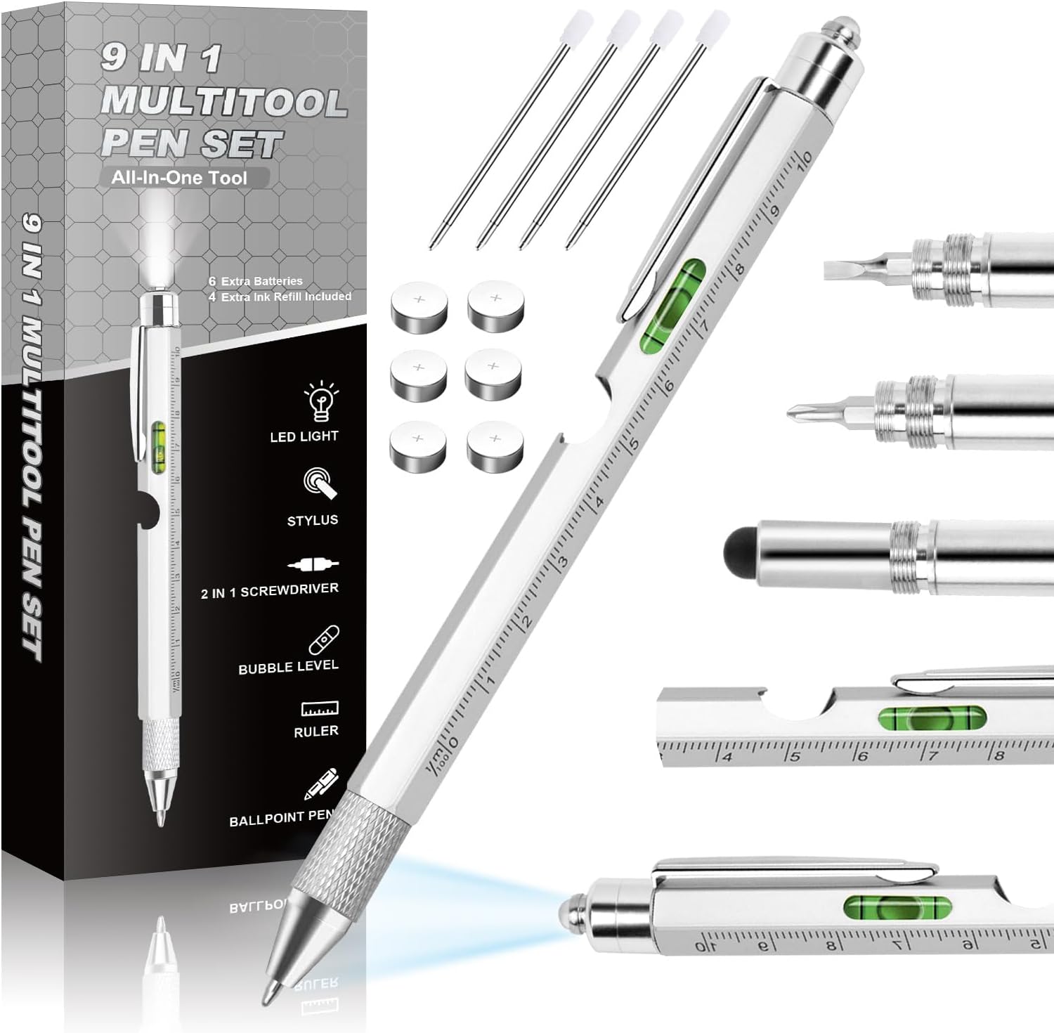 Unique Multitool Pen Gifts for Men, Stocking Stuffers for Men Dad Cool ...