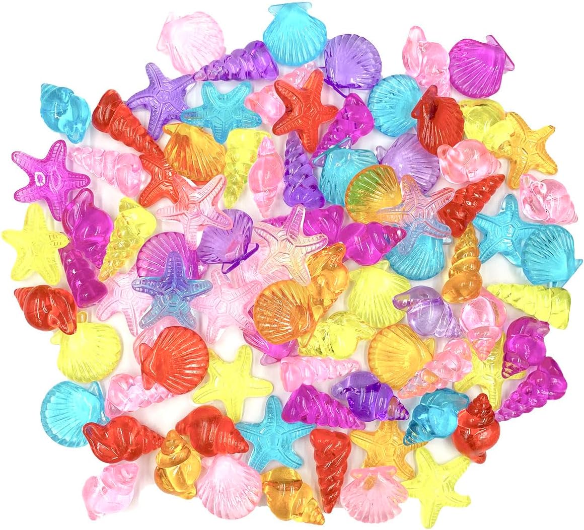 Amazon.com: HappyFiller 130 PCS Plastic Sea Shells Starfish Acrylic ...