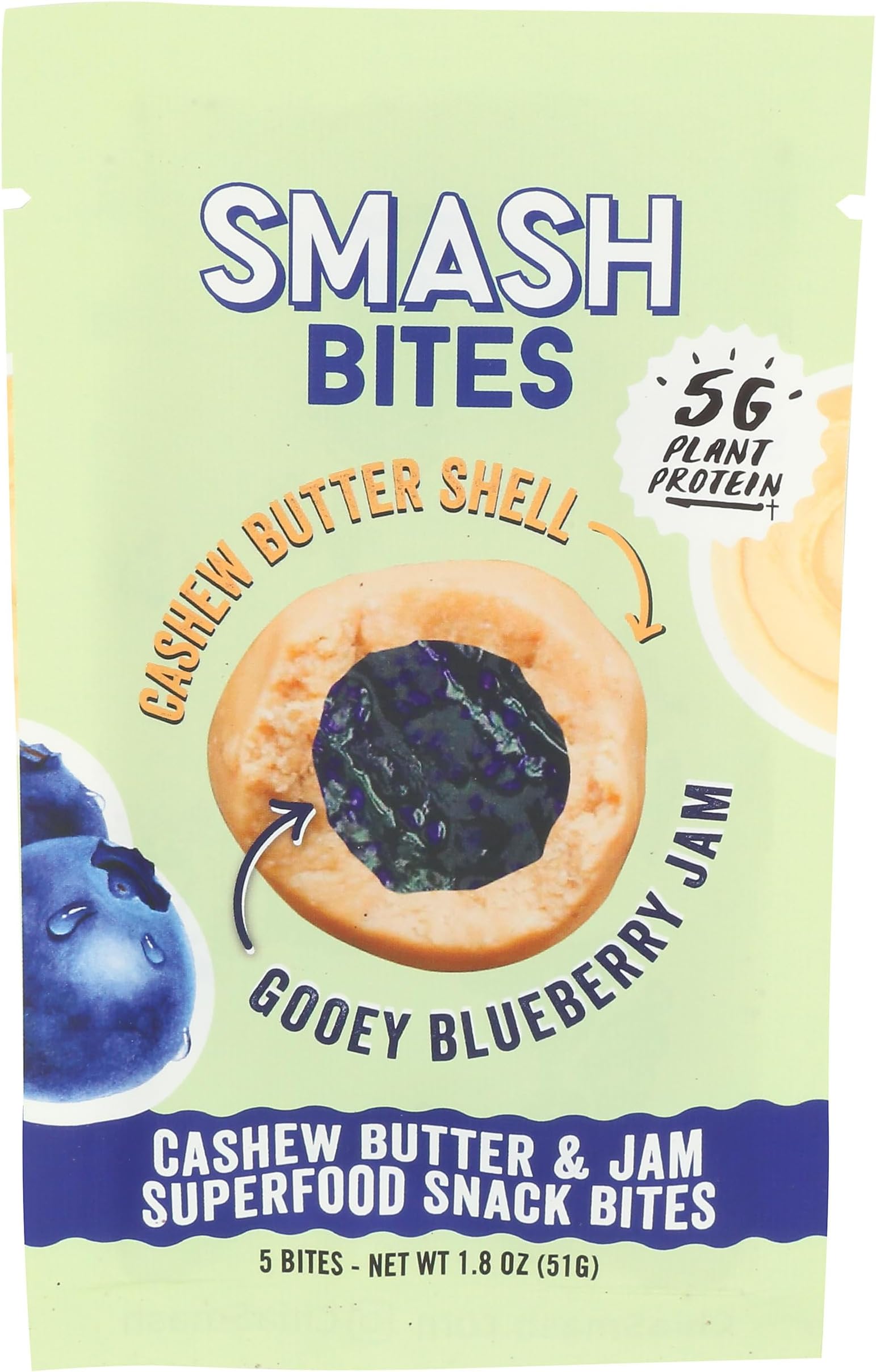Amazon.com: Chia Smash Cashew Butter & Blueberry Jam Superfood Bites, 1 ...
