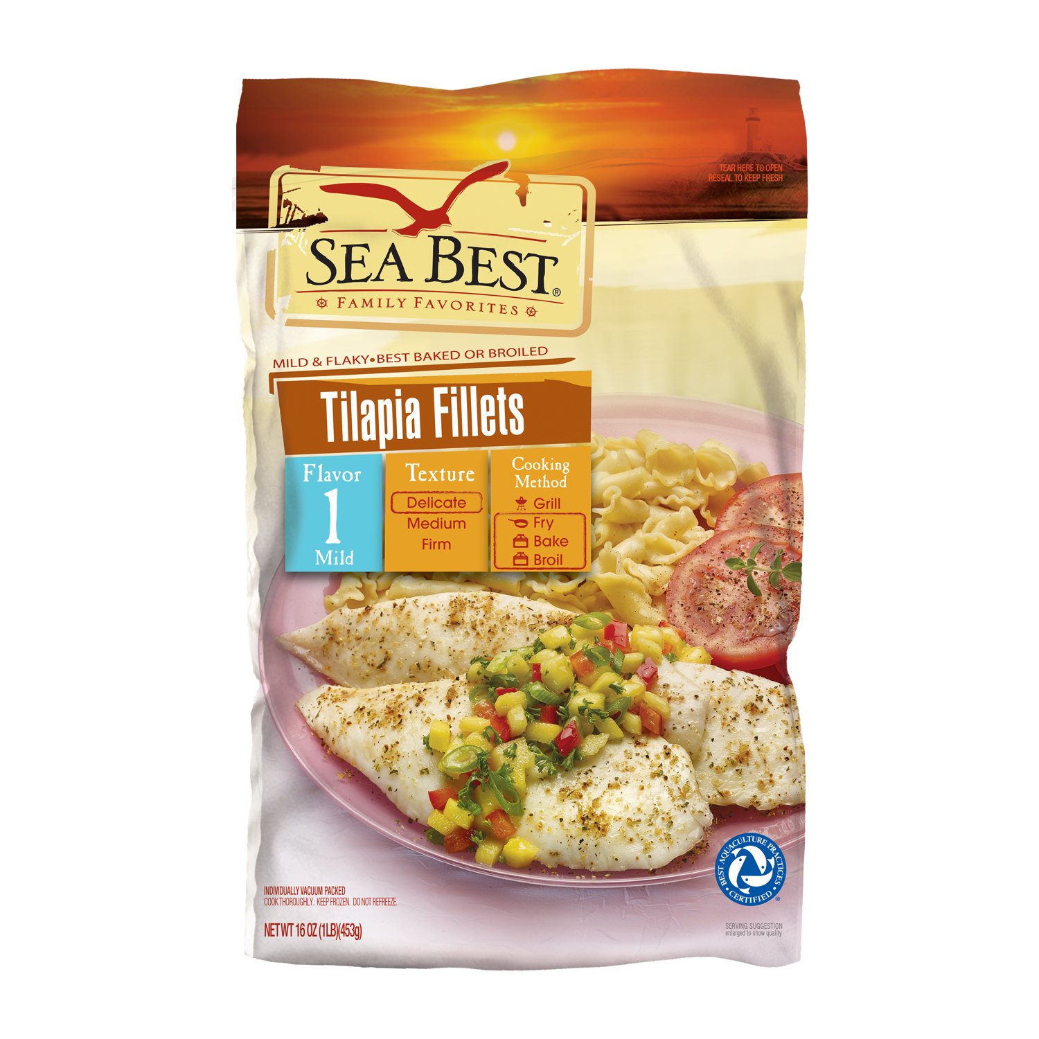 Amazon.com: Sea Best Tilapia Fillets, 16 Ounce (Pack of 10), 1 Pound ...