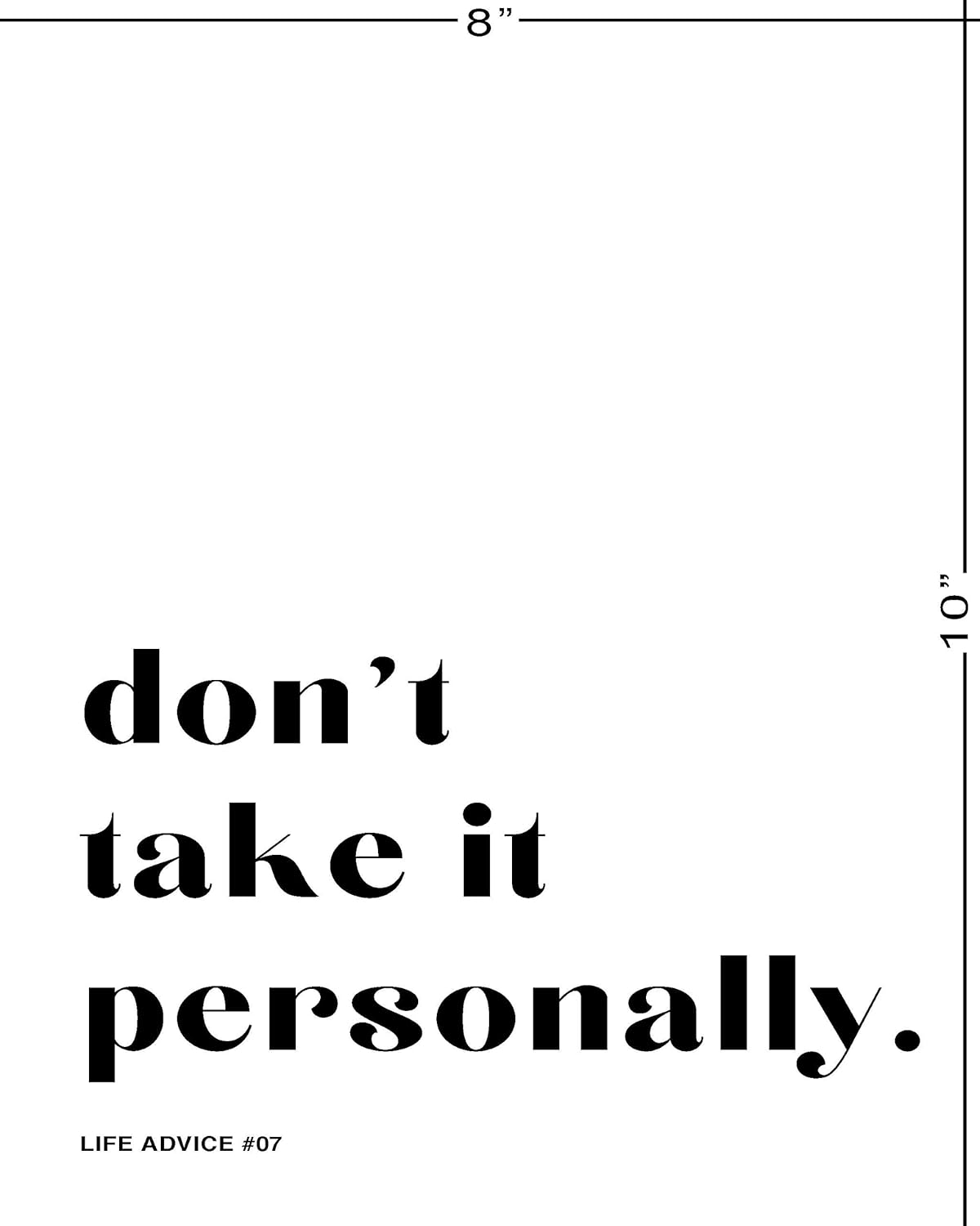 Motivational Wall Art – 8×10″ UNFRAMED Print -«Don’t Take It Personally ...