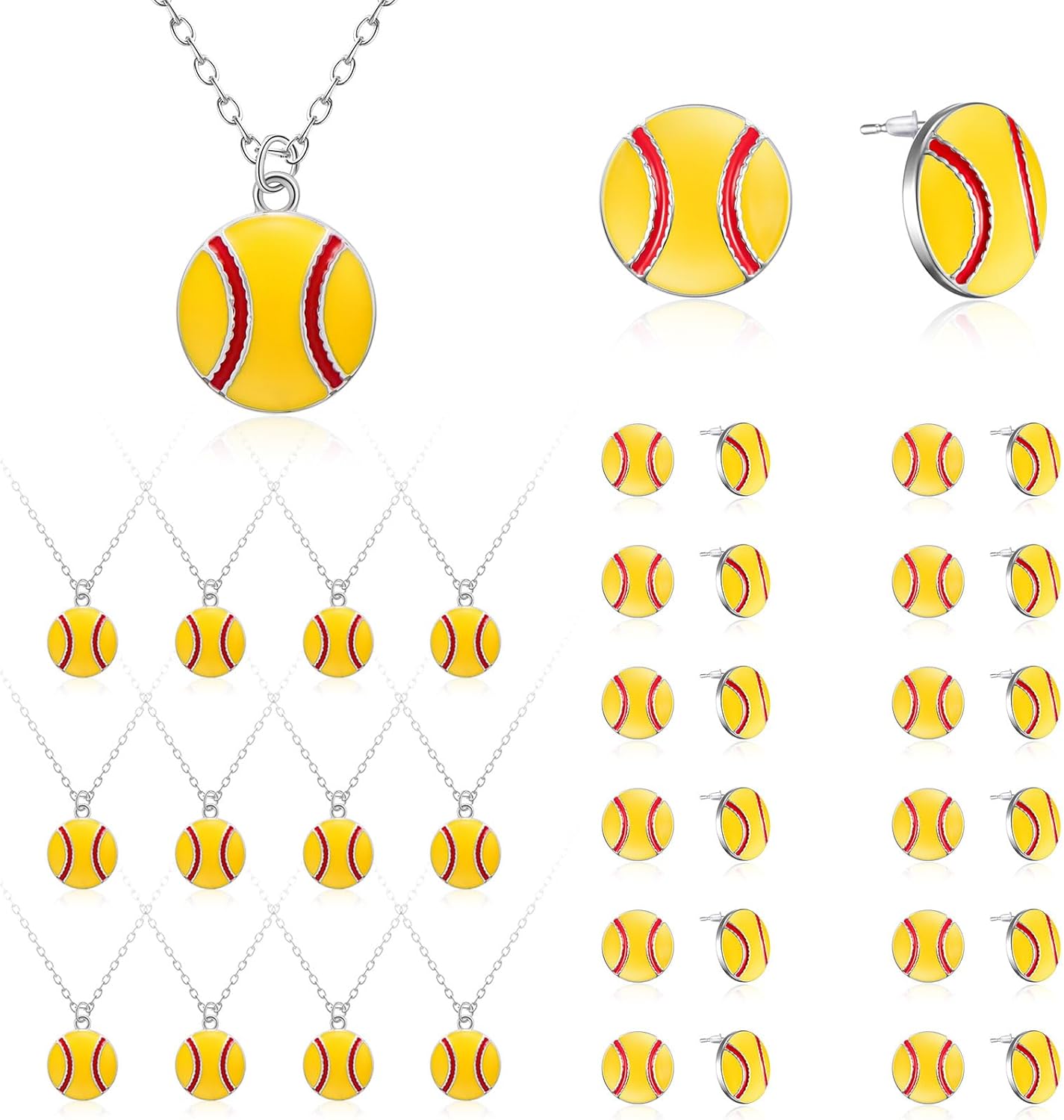 Amazon.com: Landical 12 Sets Softball Necklace and Earrings Sport Theme ...