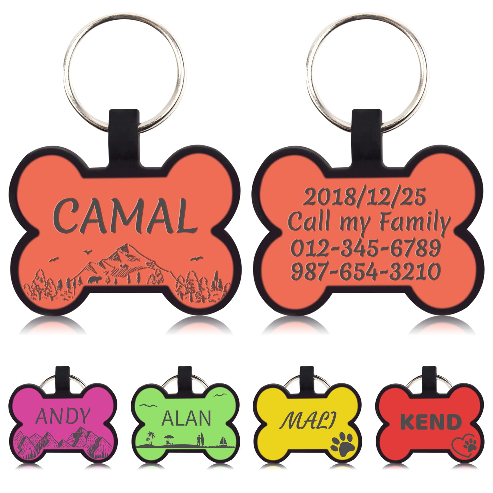 Custom Dog Name Tags Personalized Front And Back Engraving Stainless ...