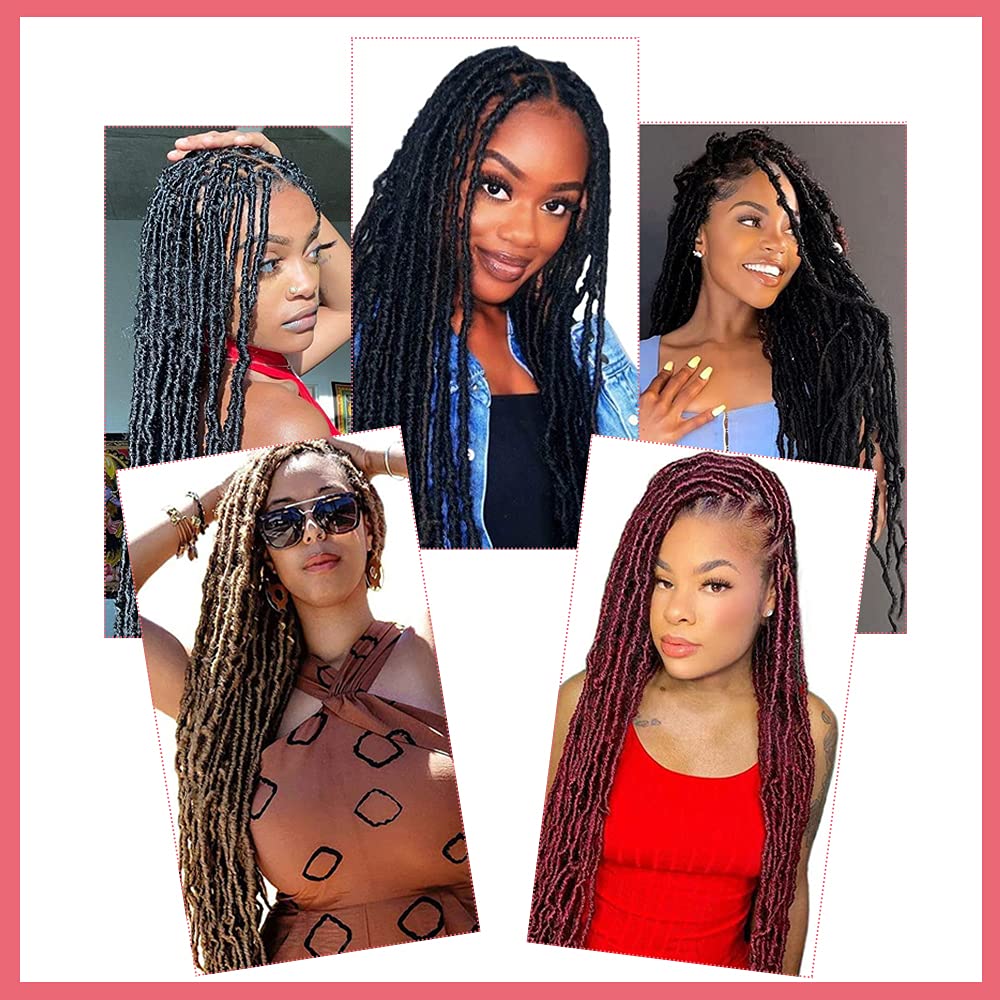 Violet 36 Inch New Faux Locs Crochet Hair 4 Packs Soft Locs Crochet ...