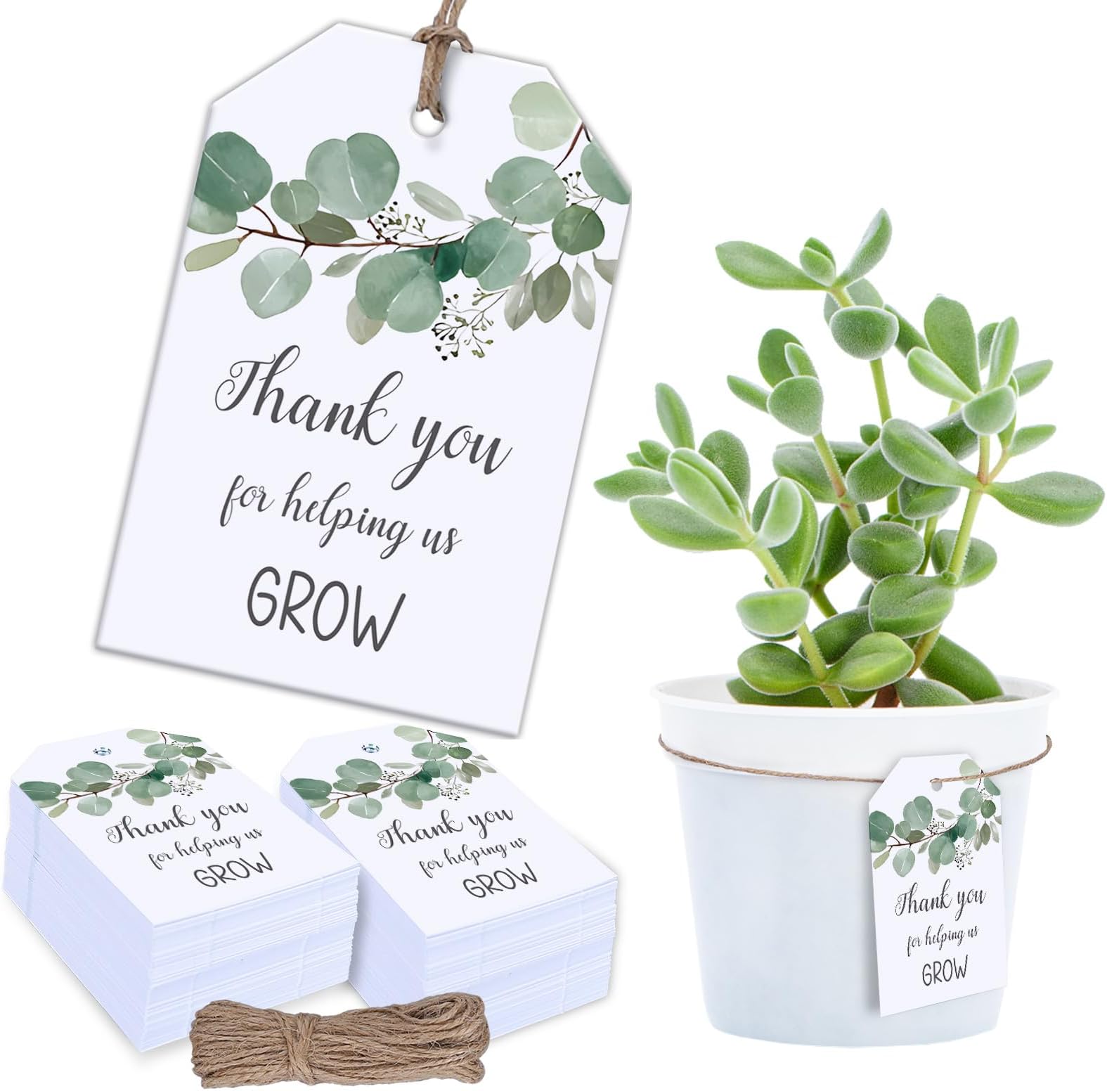 Amazon.com : JarThenaAMCS 100Pcs Thank You for Helping Us Grow Tags ...